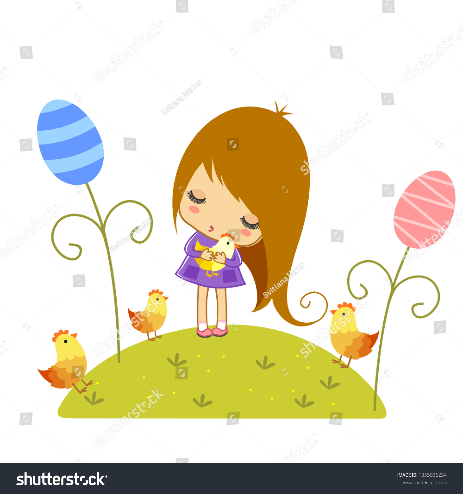 Easter Cartoon Illustration Stock Vector (Royalty Free) 1355036234