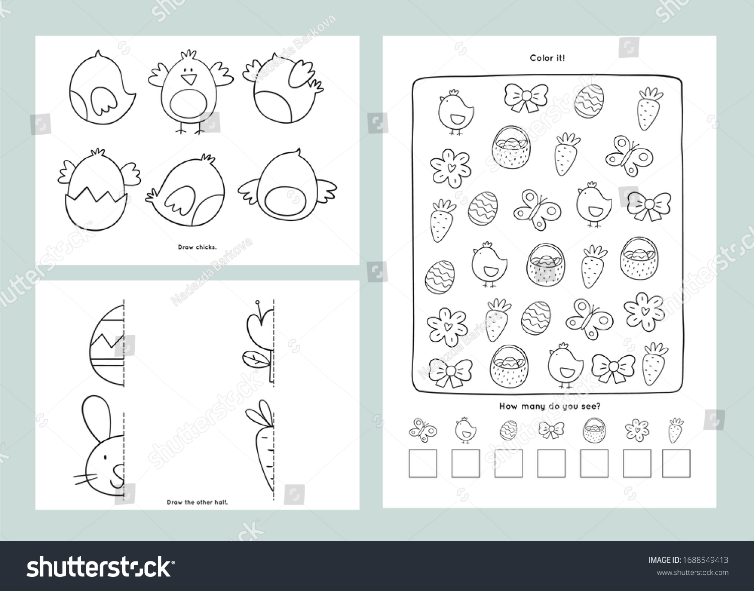 Easter Coloring Pages Printable Worksheet Easter Stock Vector (Royalty ...