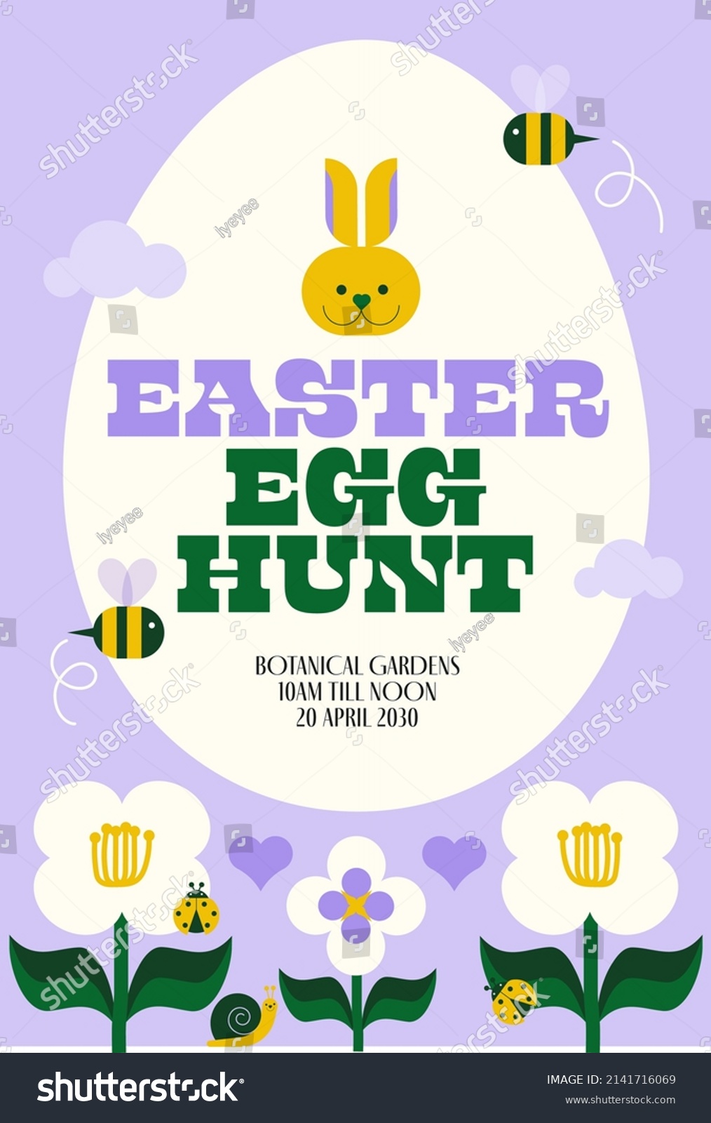 Easter Egg Hunt Invitation Design Template Stock Vector (Royalty Free ...