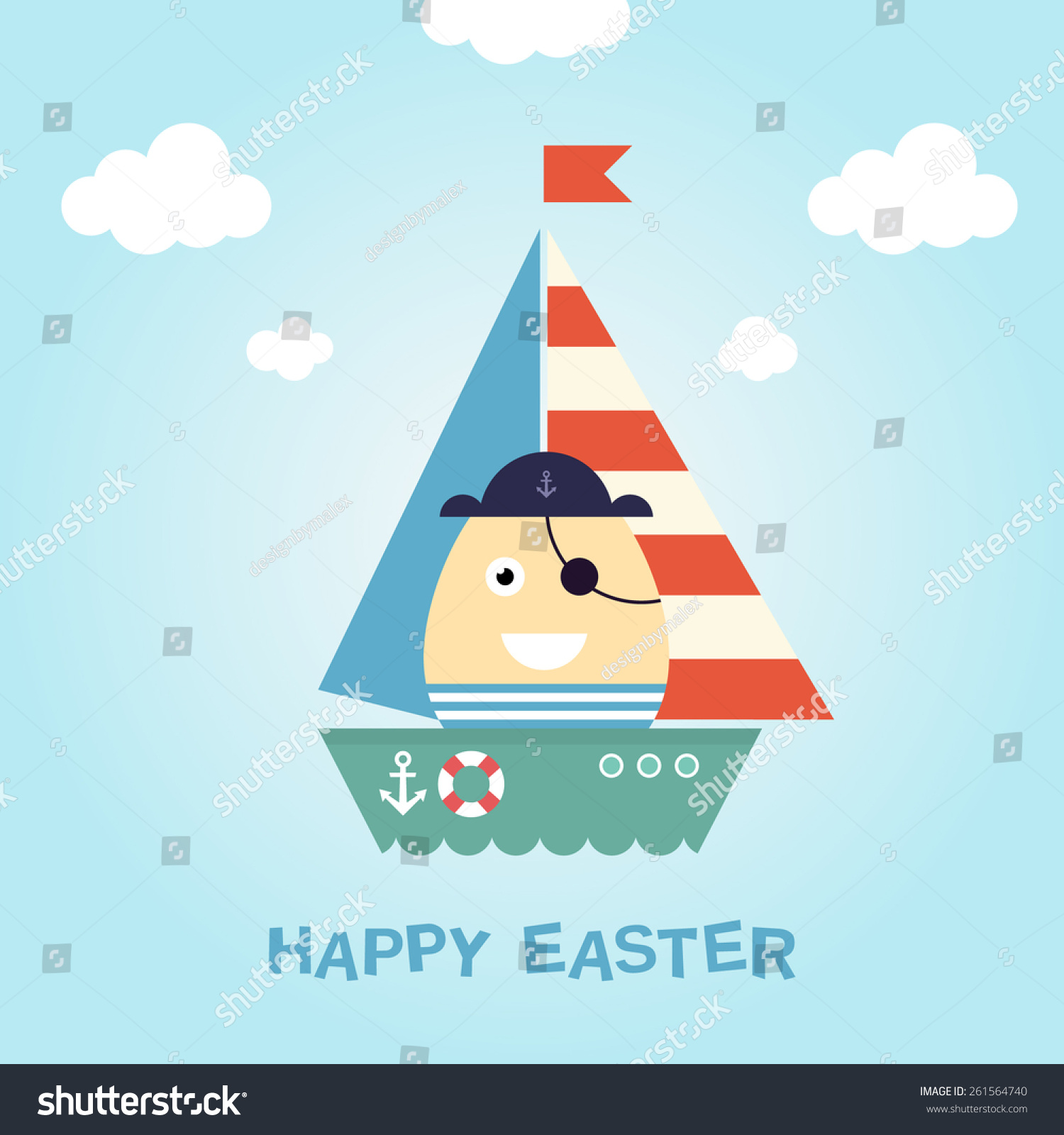 Easter Egg On Pirate Ship Stock Vector (Royalty Free) 261564740
