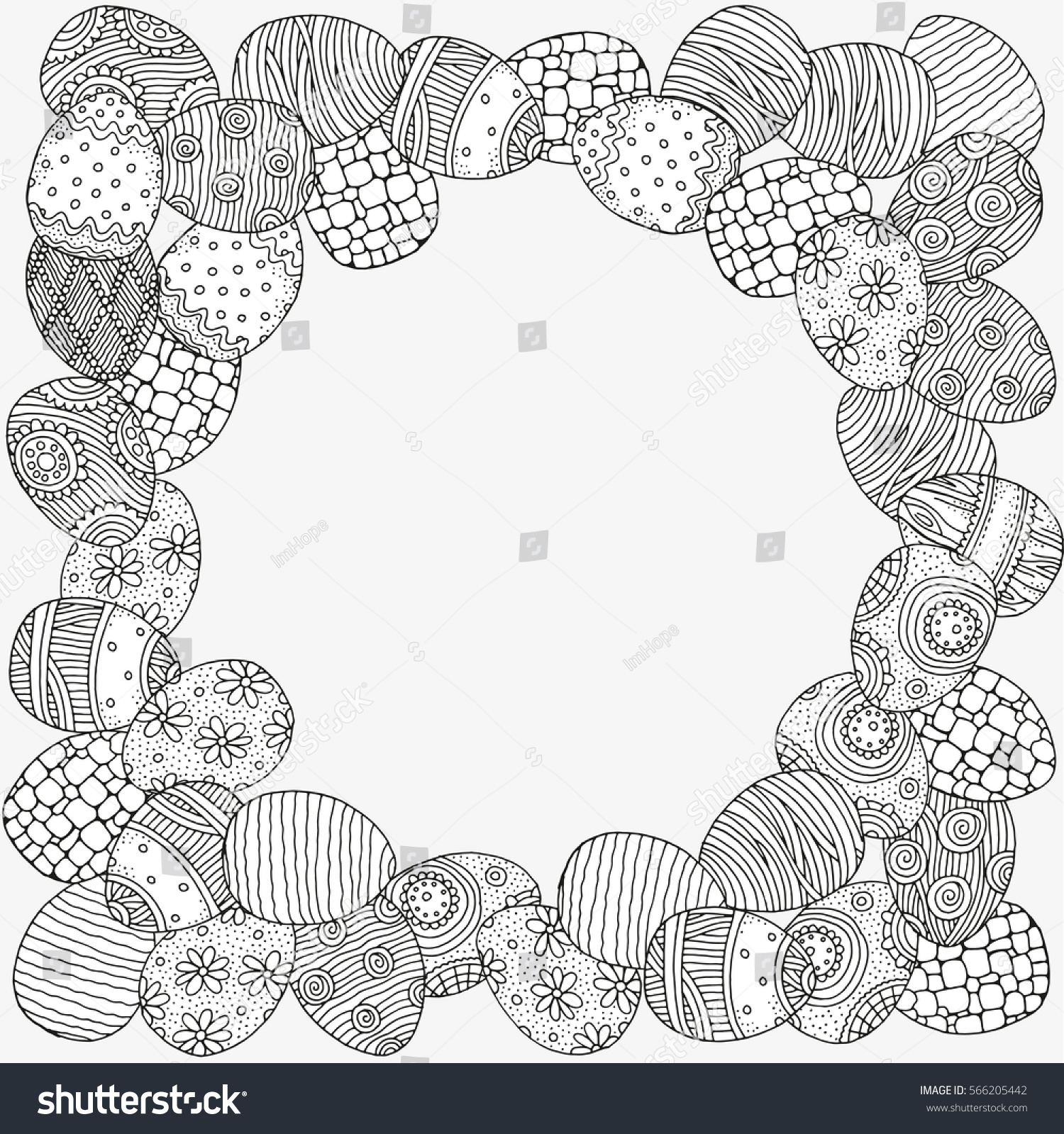 Easter Eggs Frame Pattern Adult Coloring Stock Vector 566205442 ...