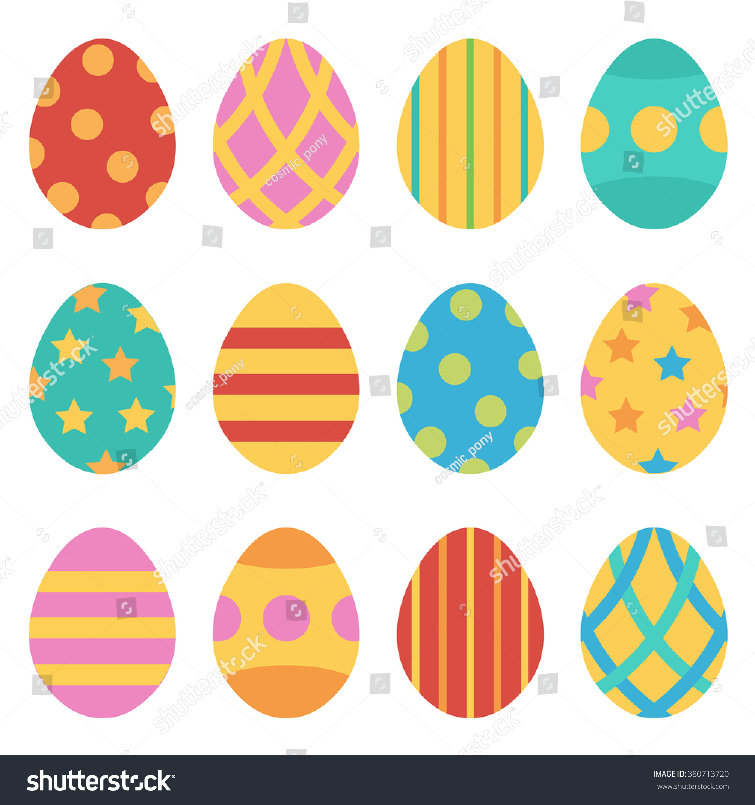 Easter Eggs Set Collection Isolated On Stock Vector (Royalty Free ...