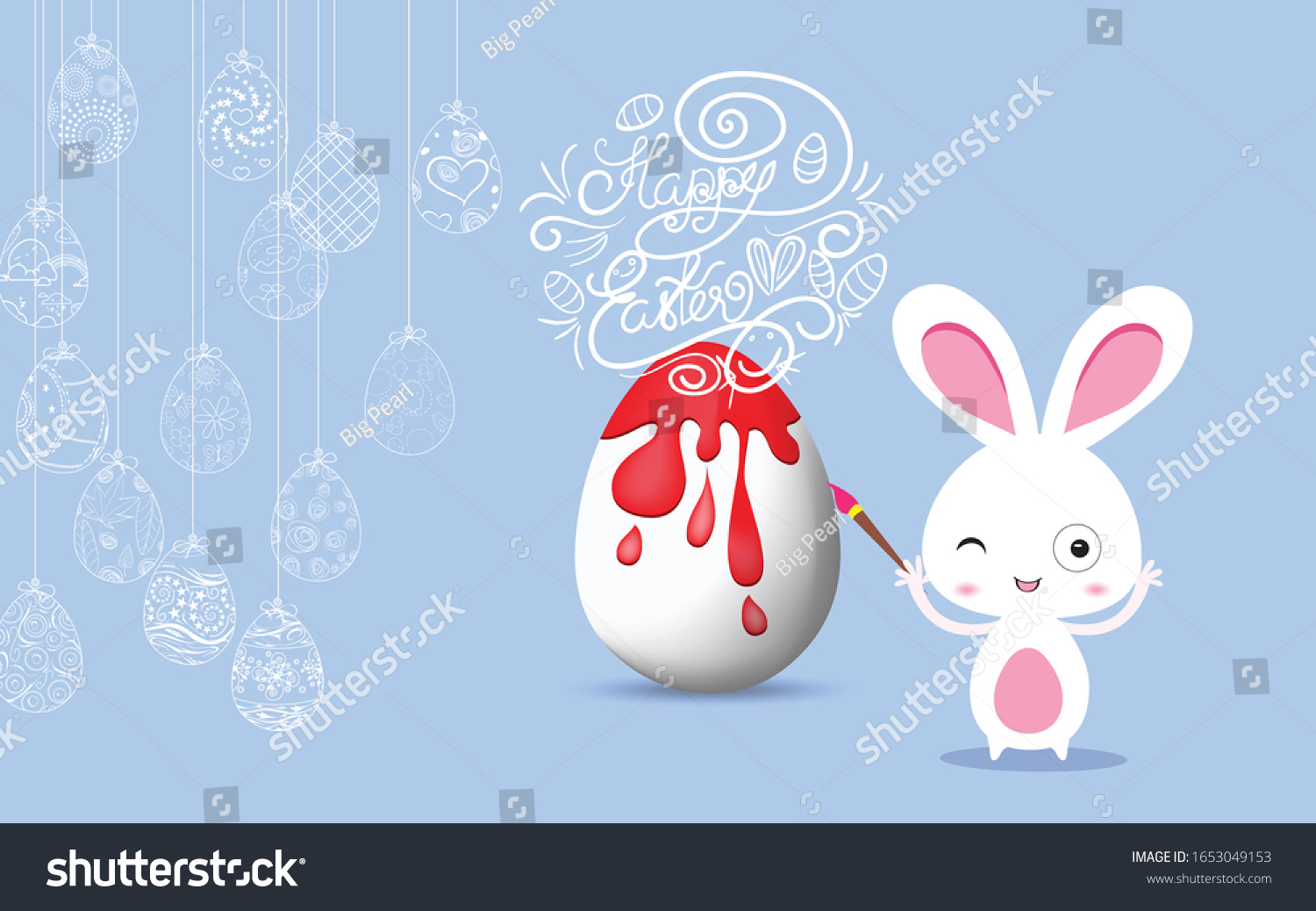 Easter Frame Easter Eggs Bunny Hand Stock Vector (Royalty Free ...