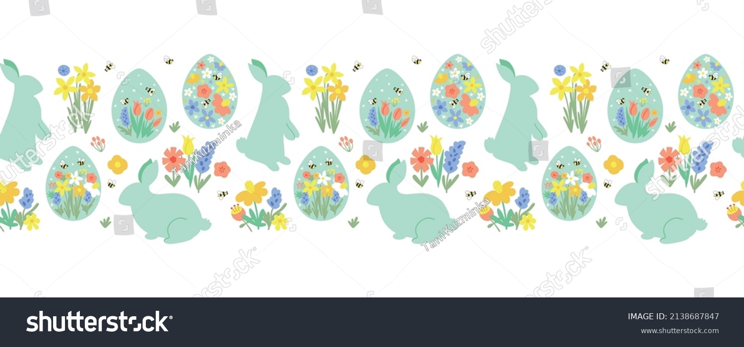 Easter Horizontal Seamless Border Pattern Cute Stock Vector (Royalty ...