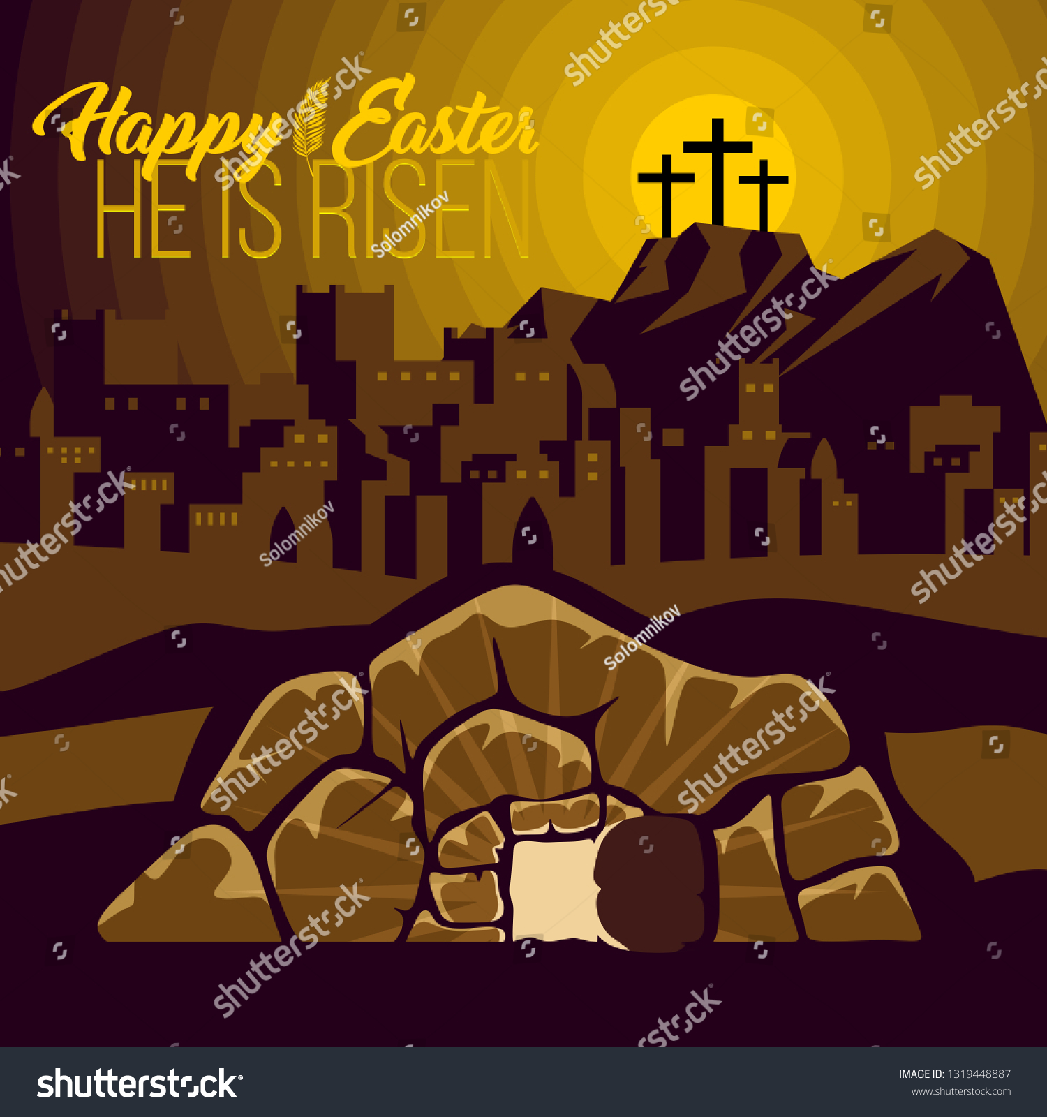 Easter Illustration Jesus Christ Risen Stock Vector (Royalty Free ...