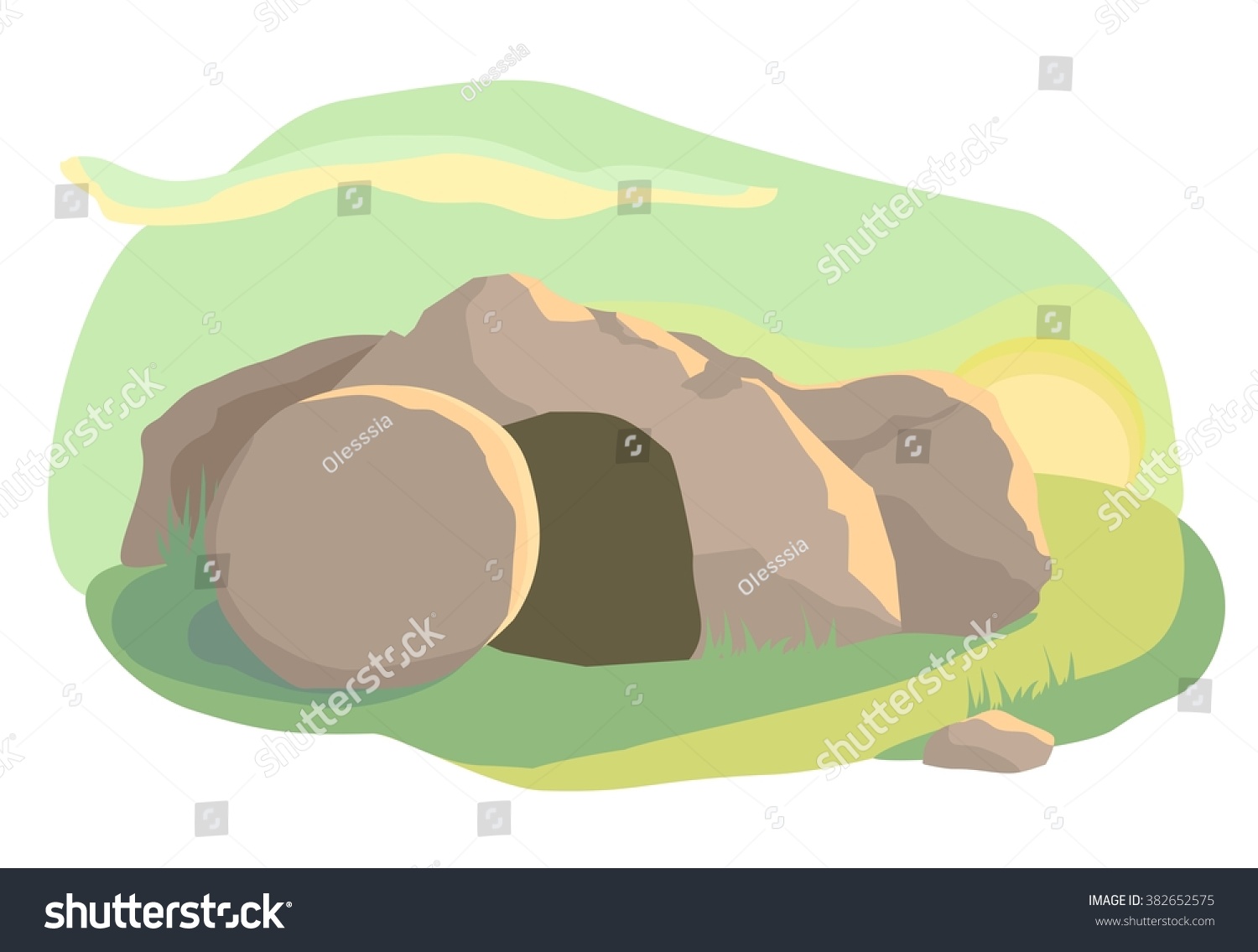 Easter Illustration Opened Empty Cave Morning: Vector có sẵn (miễn phí ...