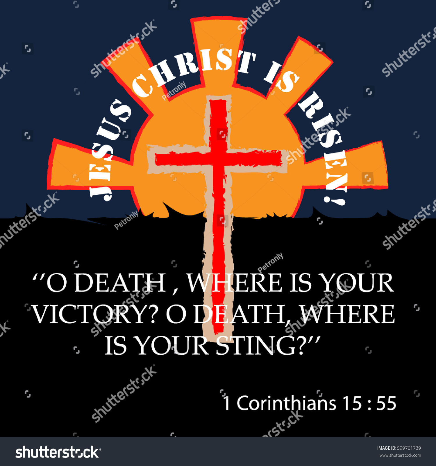 Easter Jesus Christ Risen Text Translation Stock Vector (Royalty Free ...