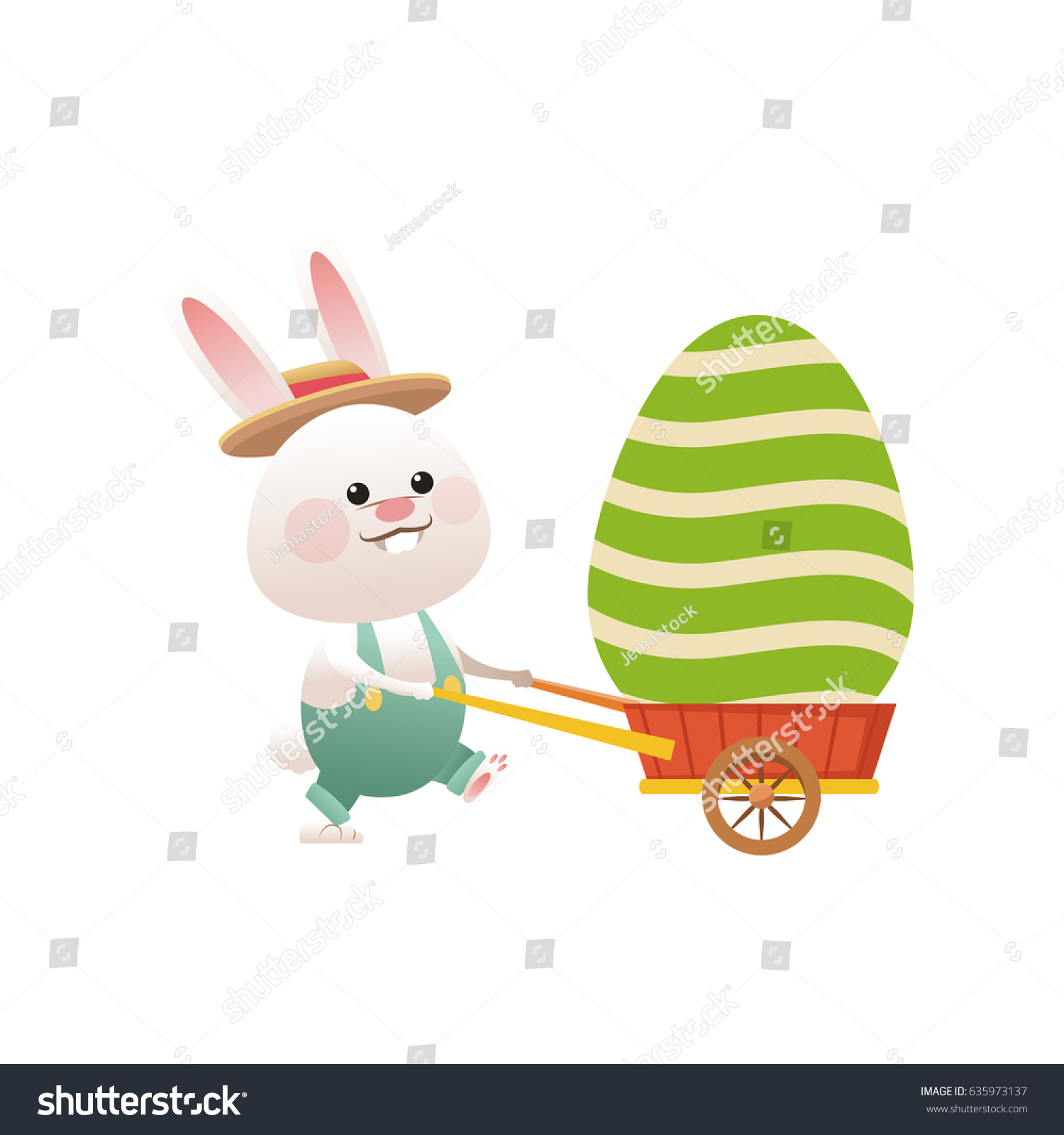 Easter Rabbit Decor Egg Wheelbarrow Stock Vector (Royalty Free ...