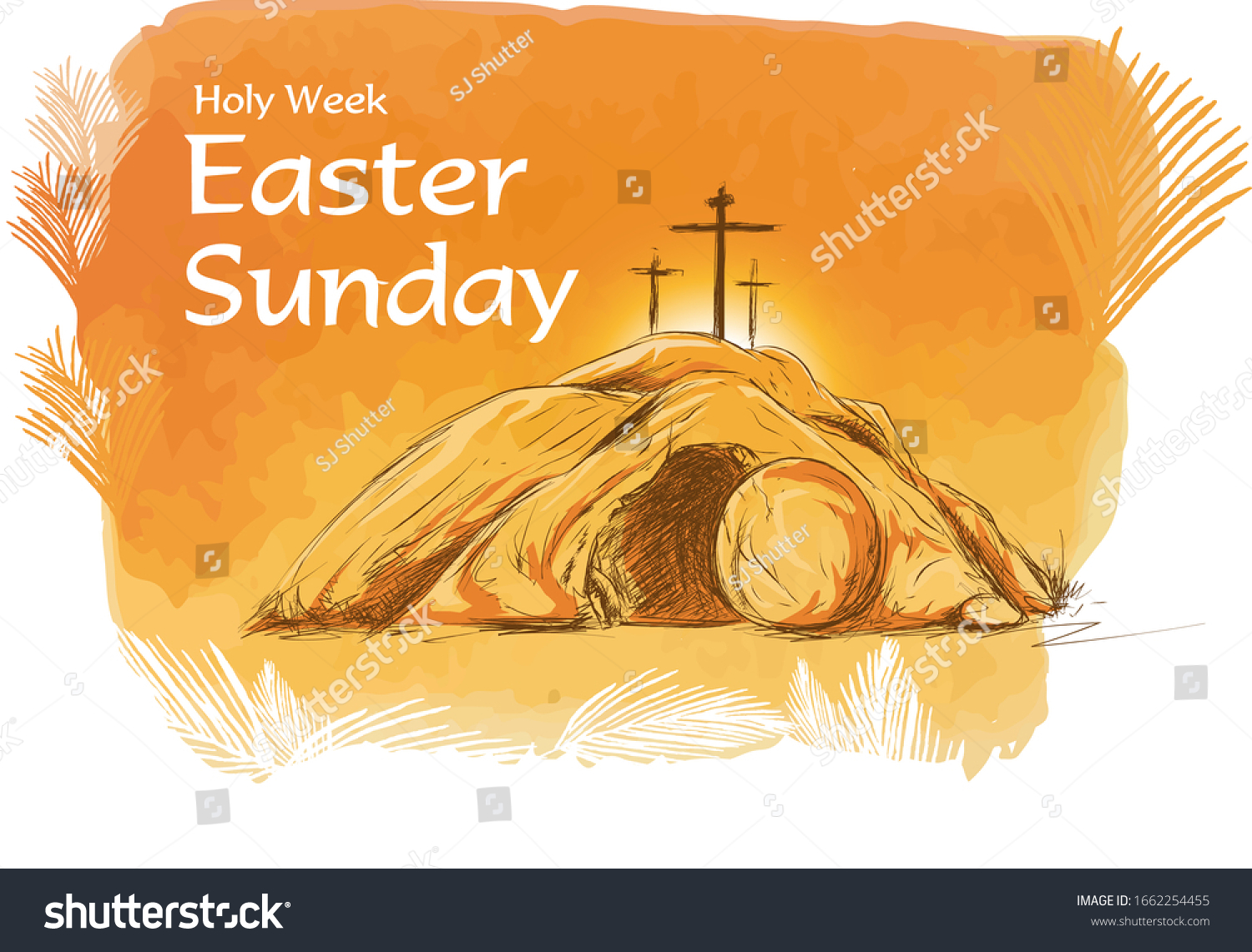 Easter Sunday Tomb Vector Illustration Stock Vector (Royalty Free ...