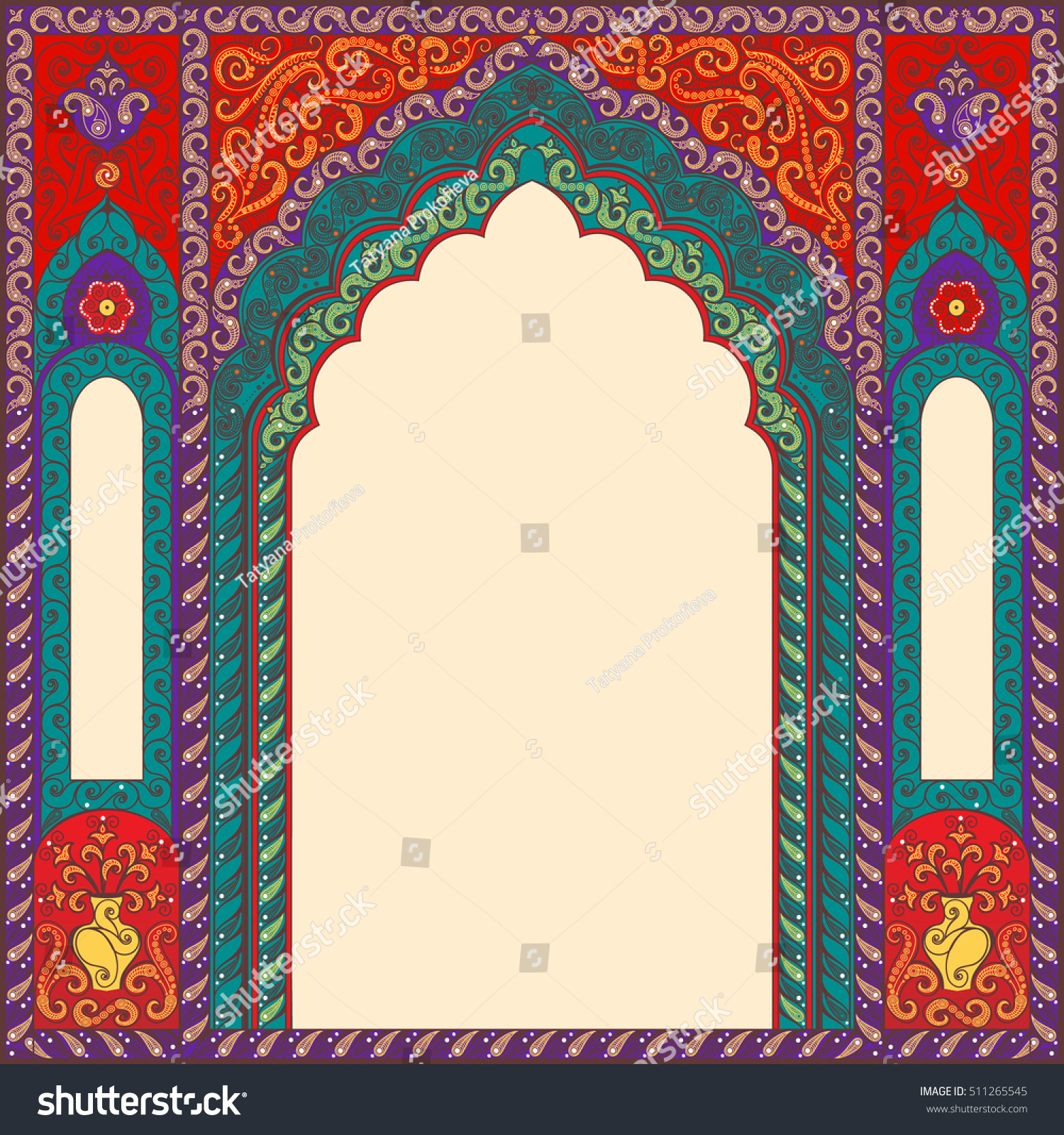 Eastern Multicolored Frames Arch Template Design Stock Vector (Royalty ...