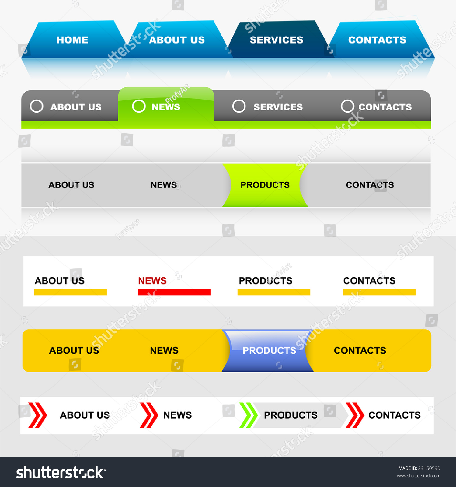 Easy Edit Stylish Website Navigation Templates Stock Vector (Royalty ...