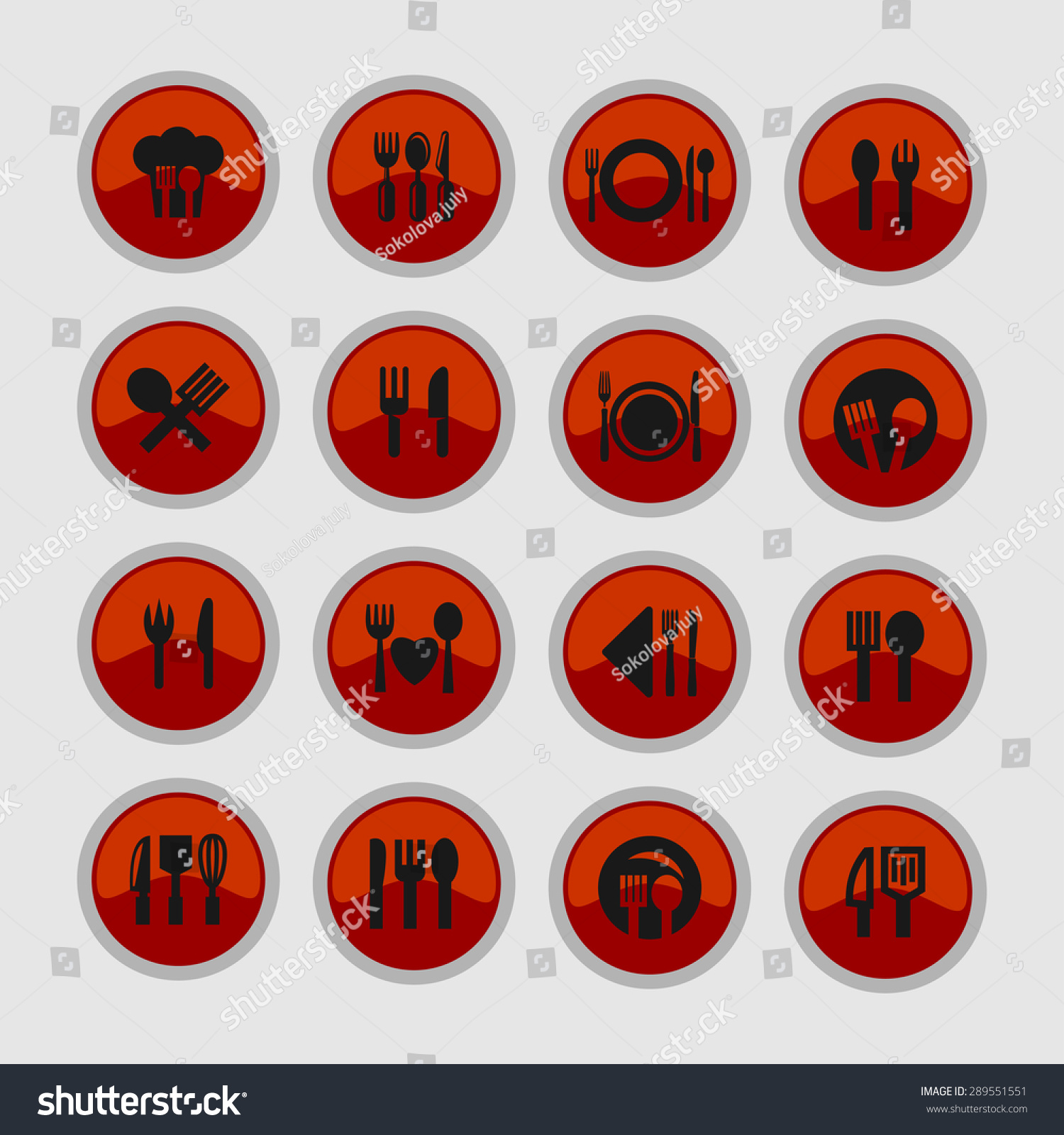 Eating Tools Instruments Icon Set Stock Vector (Royalty Free) 289551551