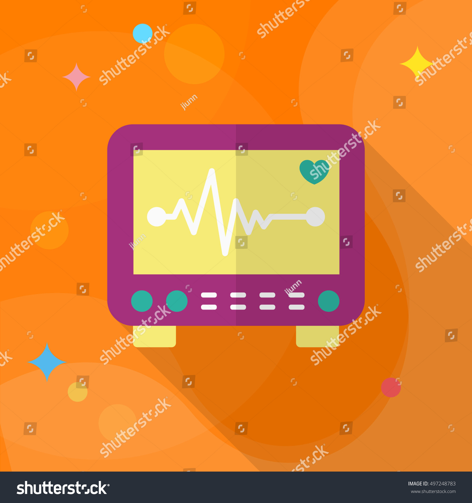 Ecg Icon Vector Flat Long Shadow Stock Vector (Royalty Free) 497248783 ...