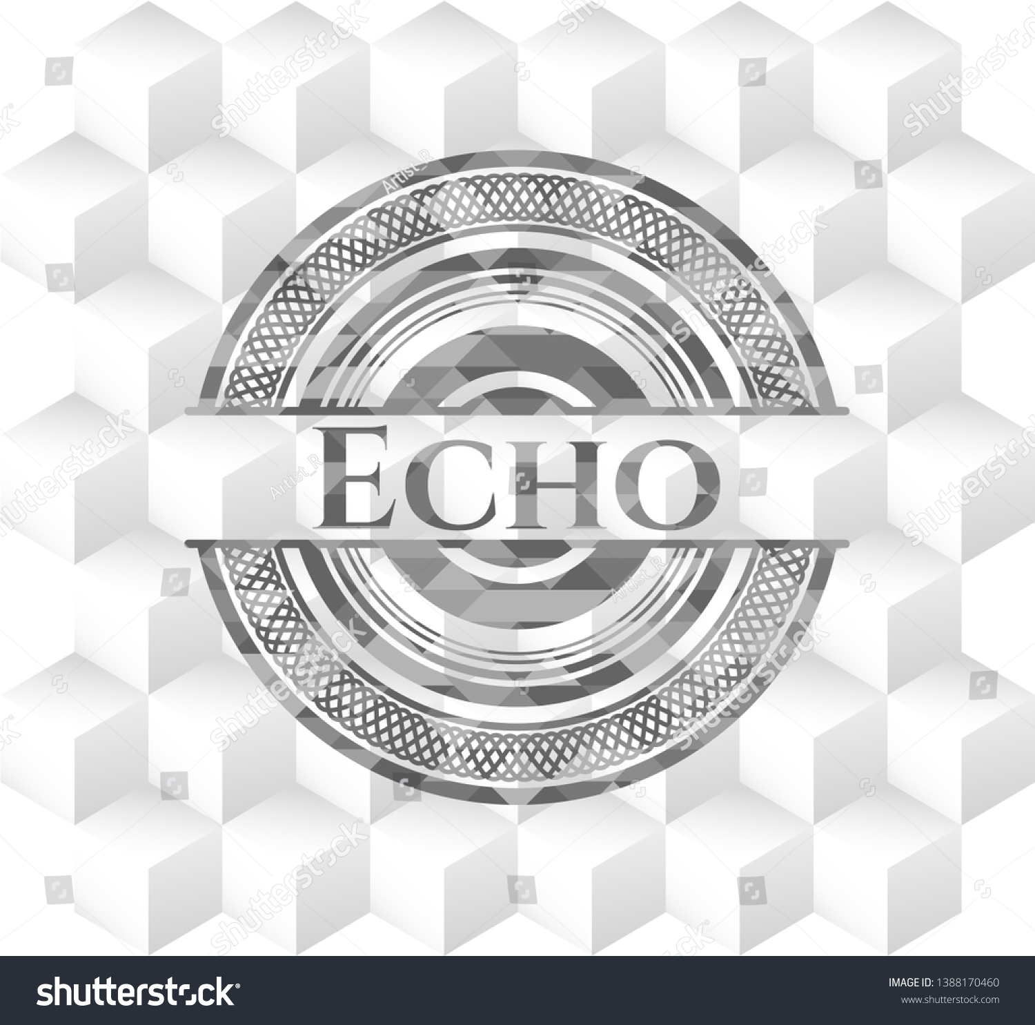 Echo Realistic Grey Emblem Cube White Stock Vector (Royalty Free ...