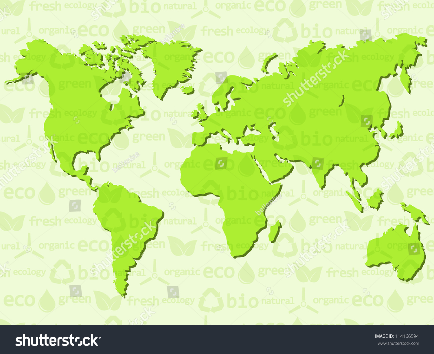 Eco Background World Map Vector Illustration: เวกเตอร์สต็อก (ปลอดค่า ...