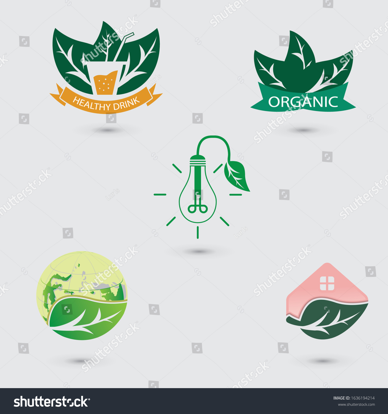 Eco Friendly Logo Set Vector Illustration Stock Vector (Royalty Free ...