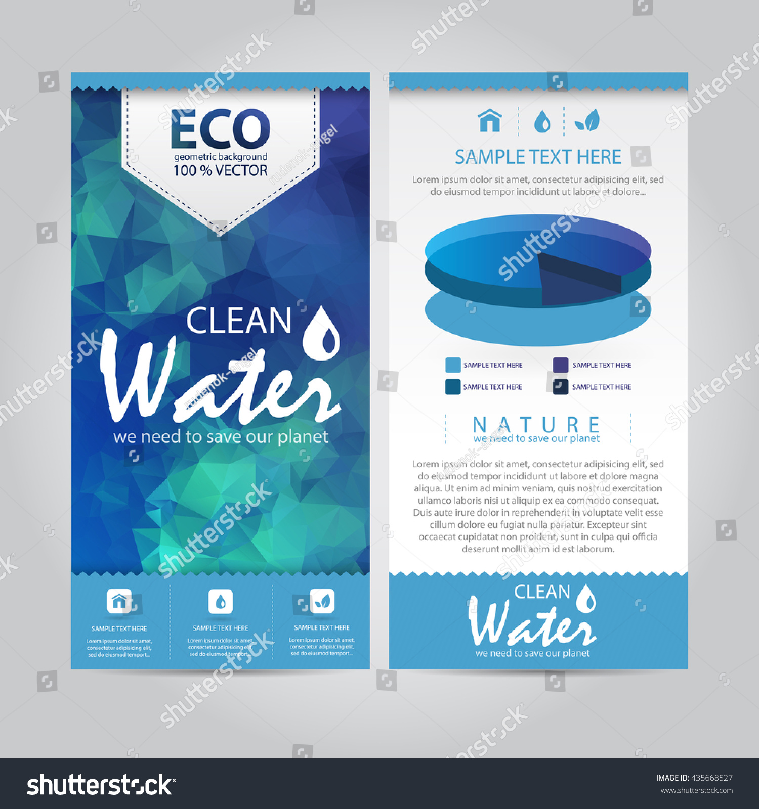 Eco Geometric Vector Leaflet Clean Water Stock Vector (Royalty Free ...