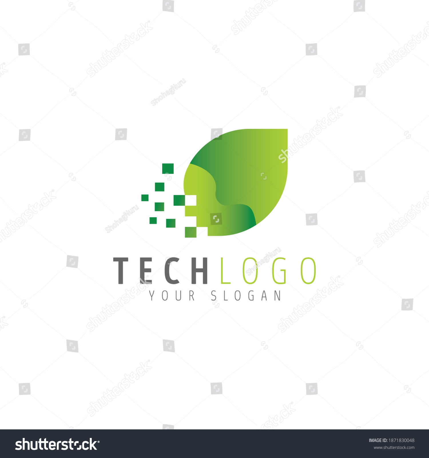 Eco Technology Logo Design Template Leaf Stock Vector (Royalty Free ...