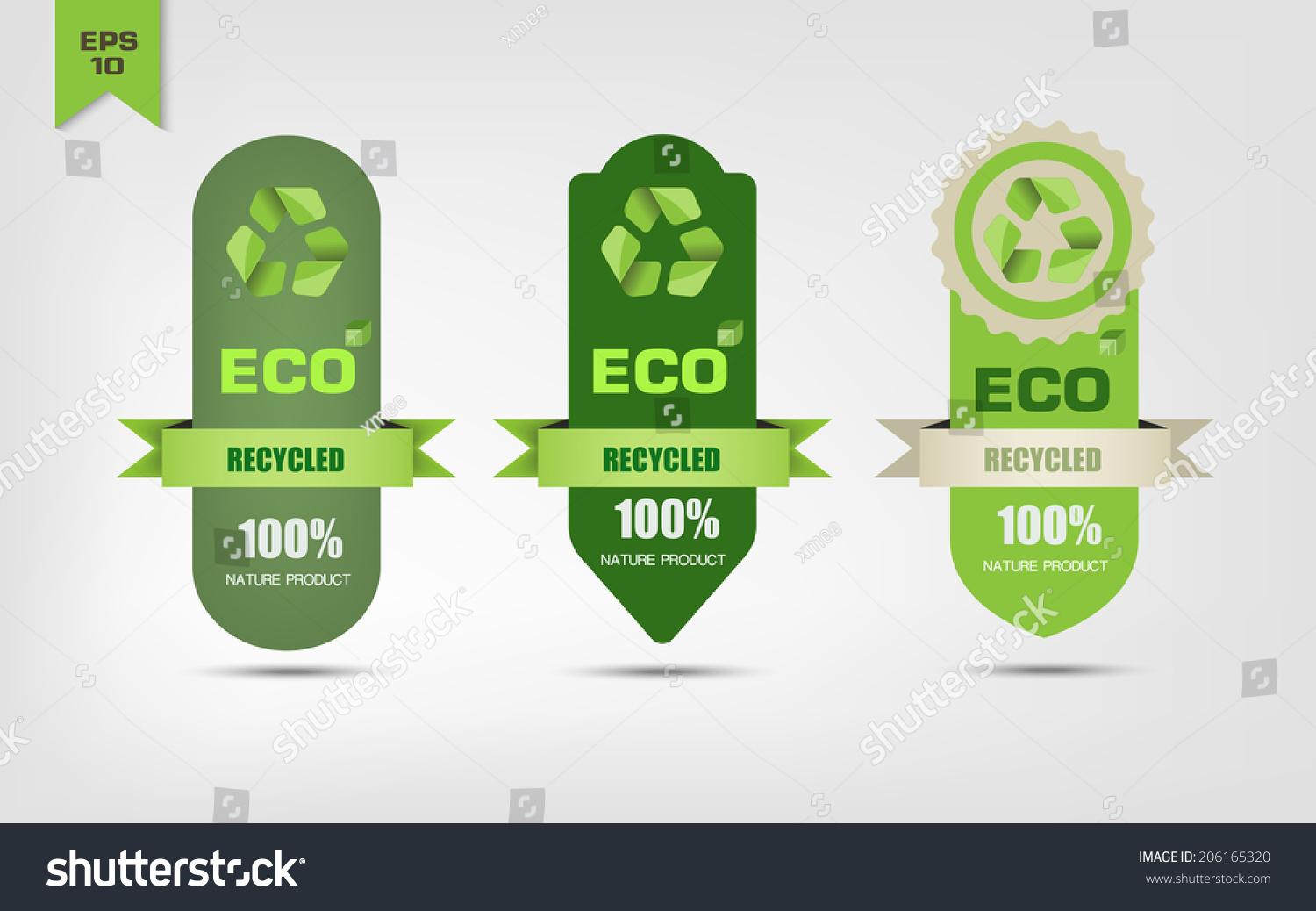 Ecological Recycle Labels: เวกเตอร์สต็อก (ปลอดค่าลิขสิทธิ์) 206165320 ...