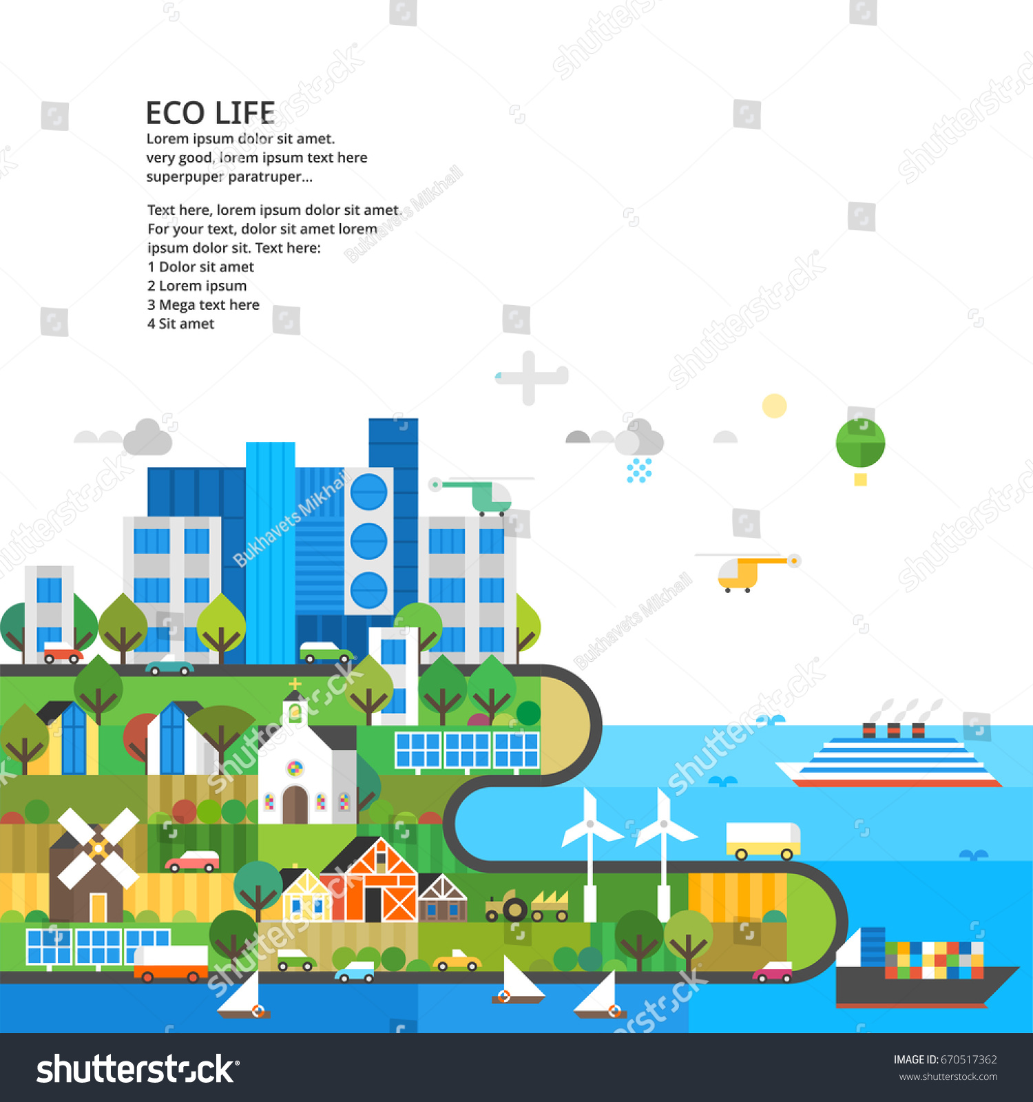 Ecology Concept Green Ecosystem Stock Vector (Royalty Free) 670517362 ...