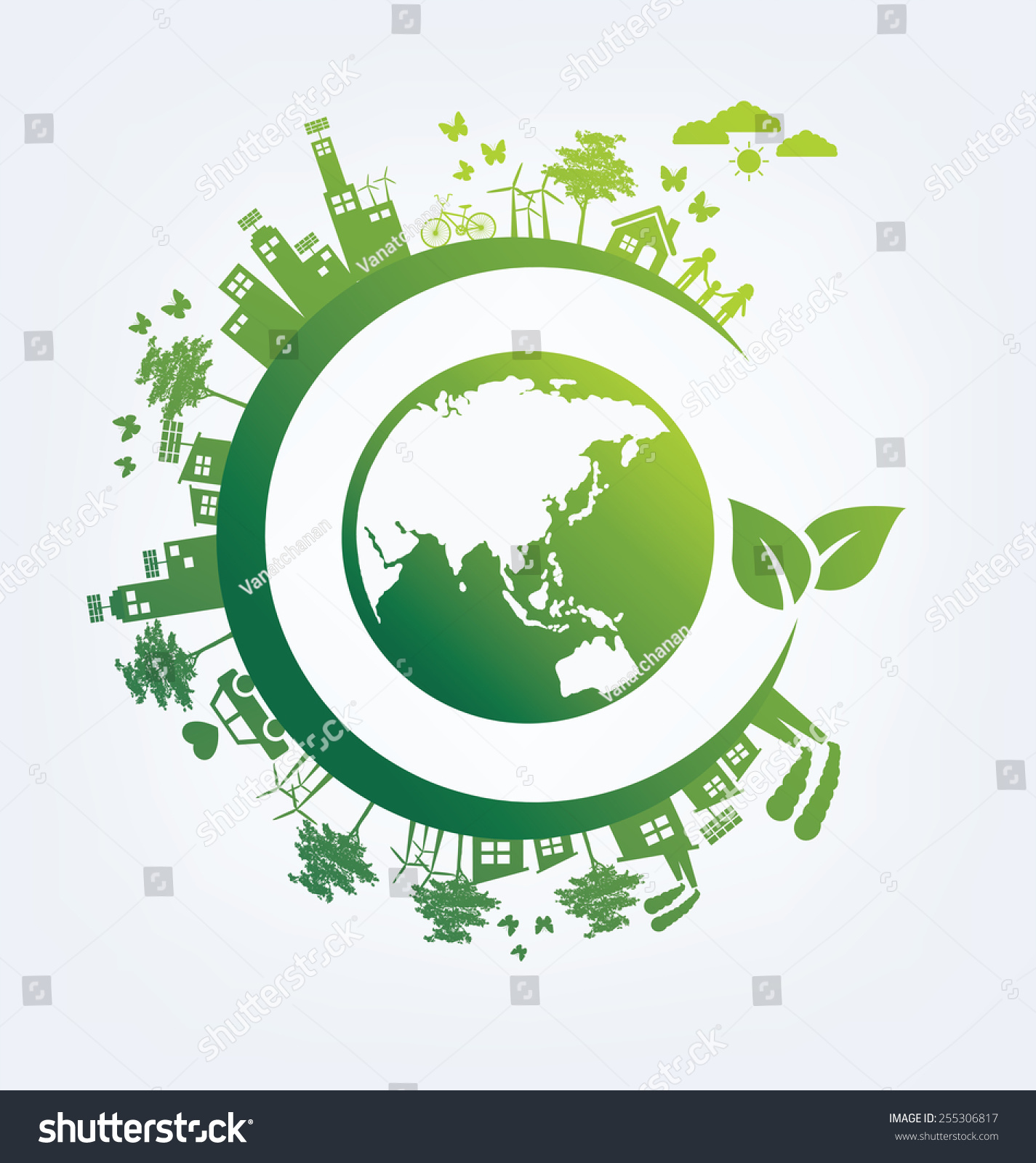 Ecology Concept Save World Vector Illustration Stock Vector (Royalty ...