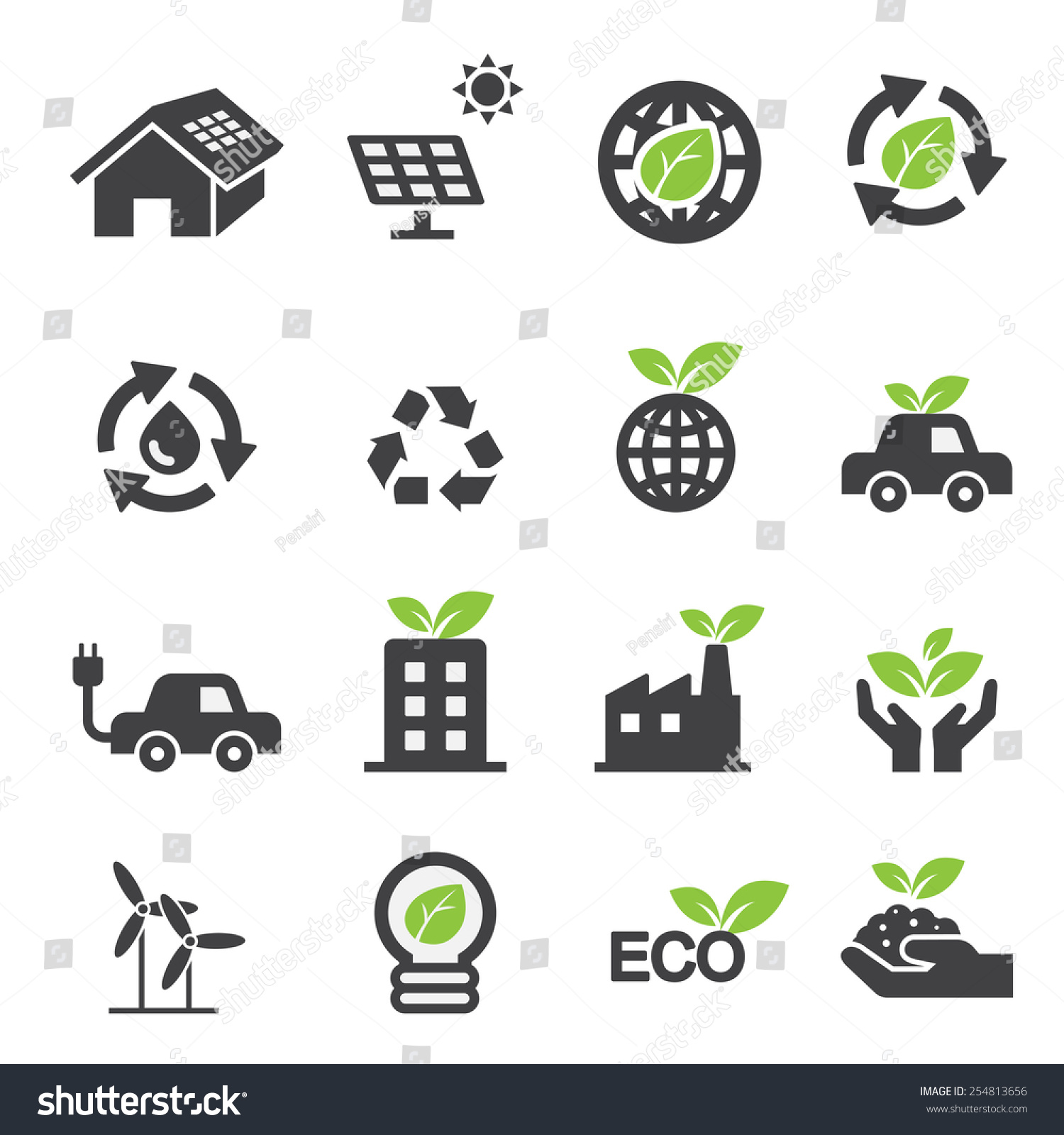 Ecology Icons Stock Vector (Royalty Free) 254813656 - Shutterstock