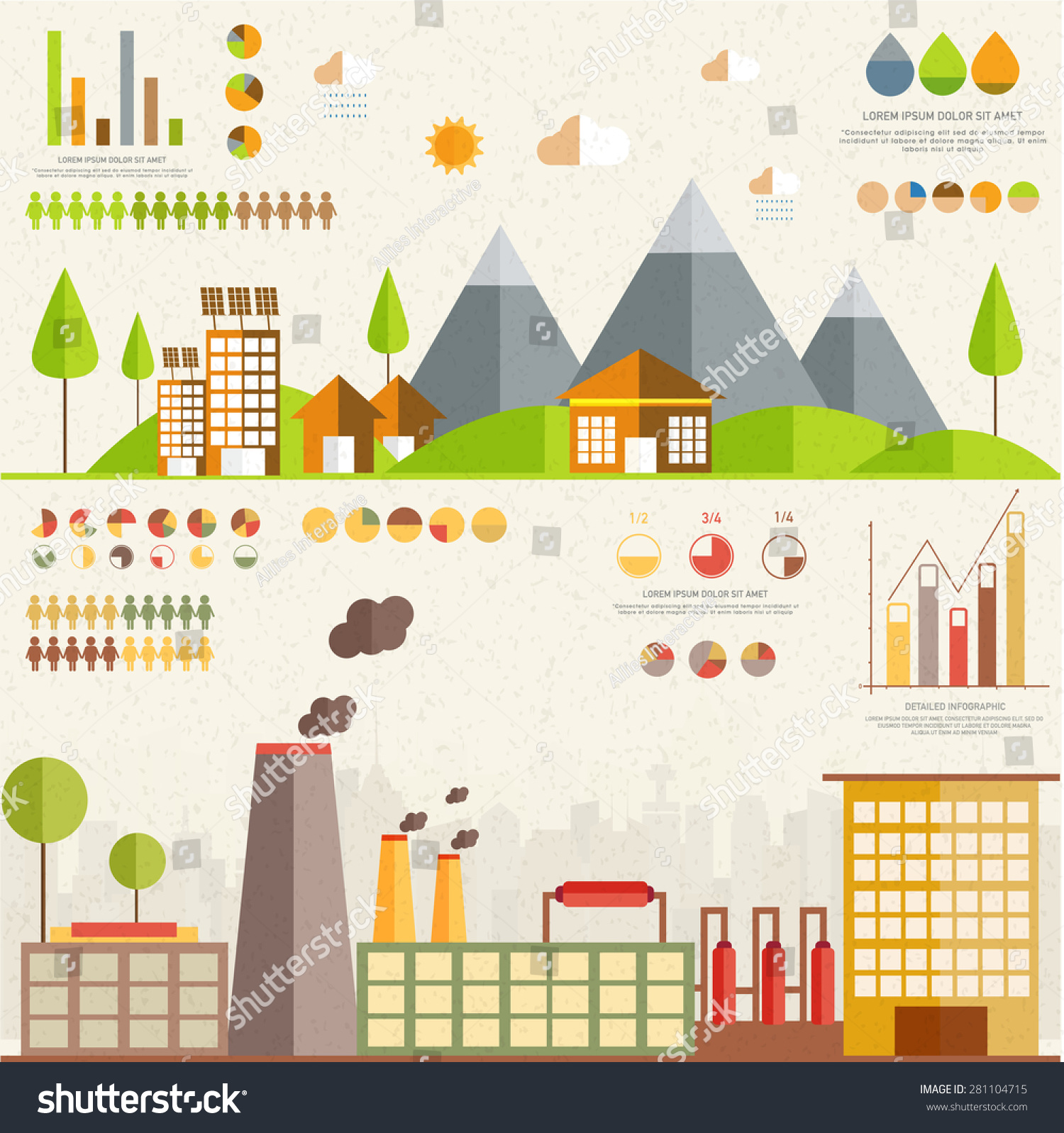 Ecology Infographics Elements Various Statistical Graphs Stock Vector ...