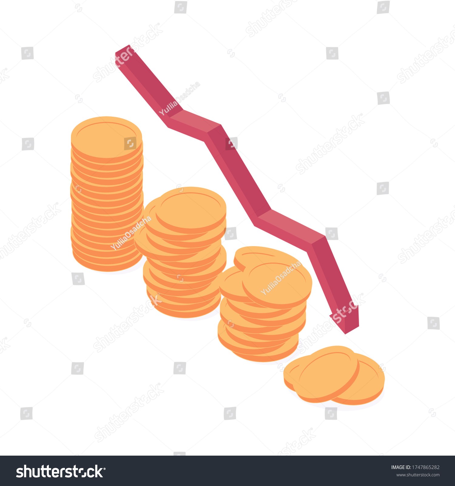 Economic Financial Crisis Isometric Vector Illustration Stock Vector ...