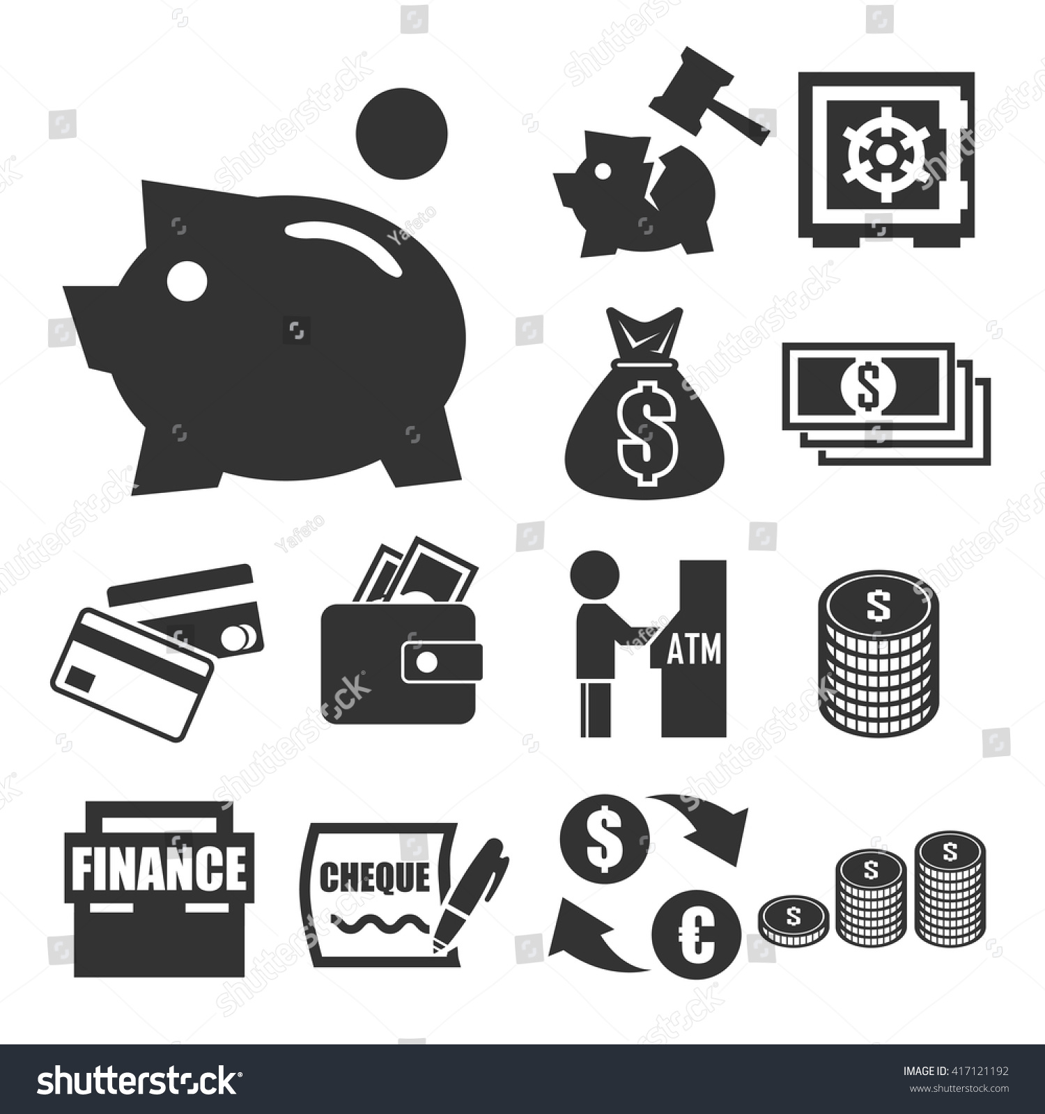 Economizing Saving Money Icon Set Stock Vector (Royalty Free) 417121192