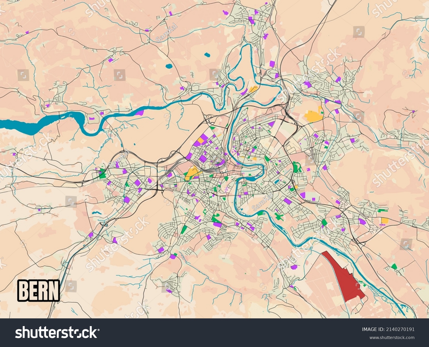 Ector Poster Editable City Map Bern Stock Vector (Royalty Free ...