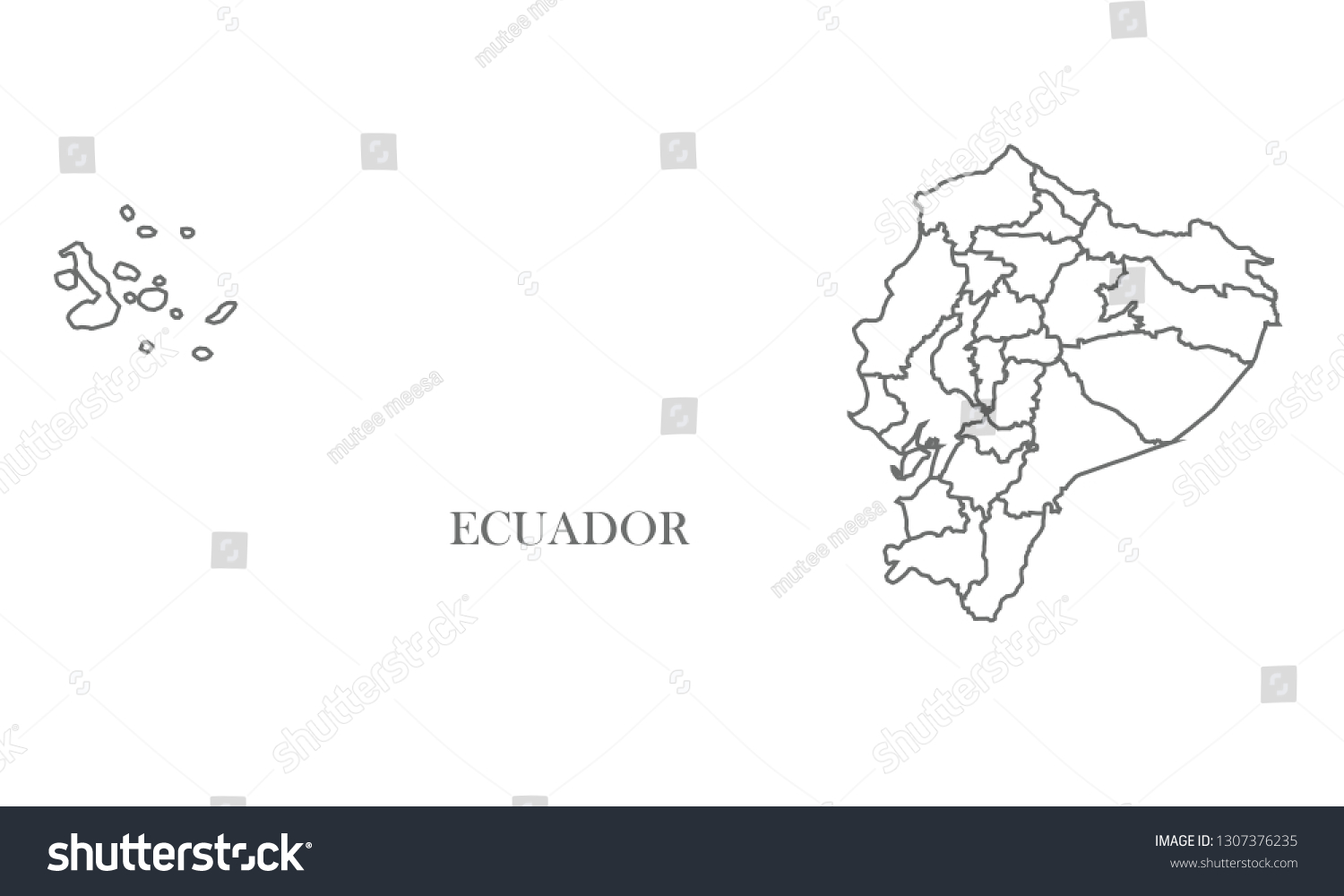 Ecuador Gray Line Map Stock Vector (Royalty Free) 1307376235 | Shutterstock