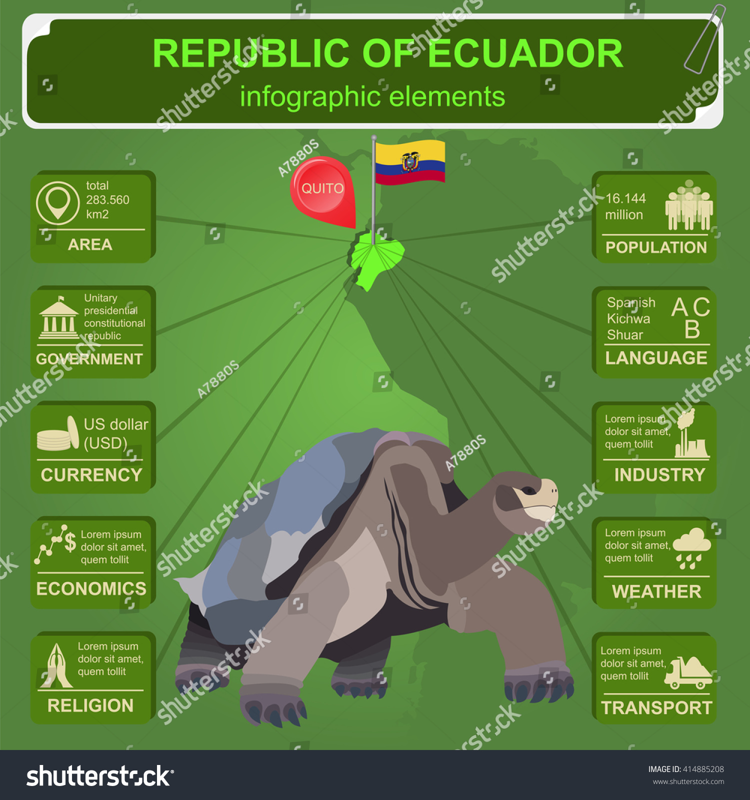 Ecuador Infographics Statistical Data Sights Vector Stock Vector ...