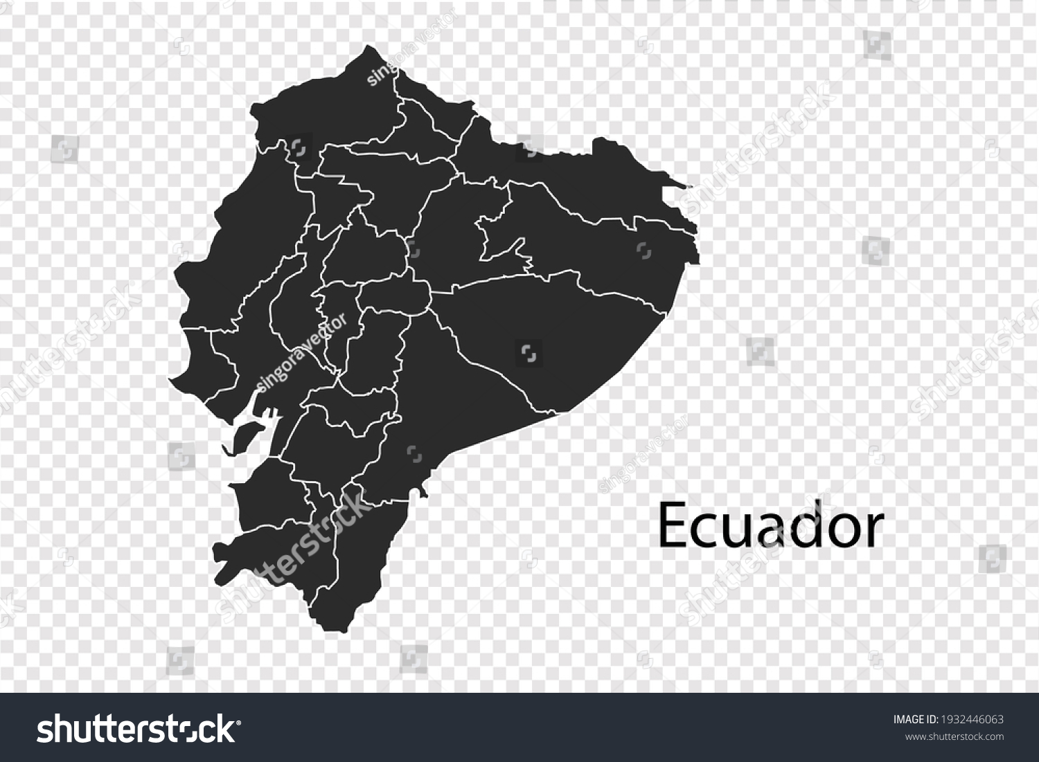 Ecuador Map Vector Black Color Isolated Stock Vector (Royalty Free ...