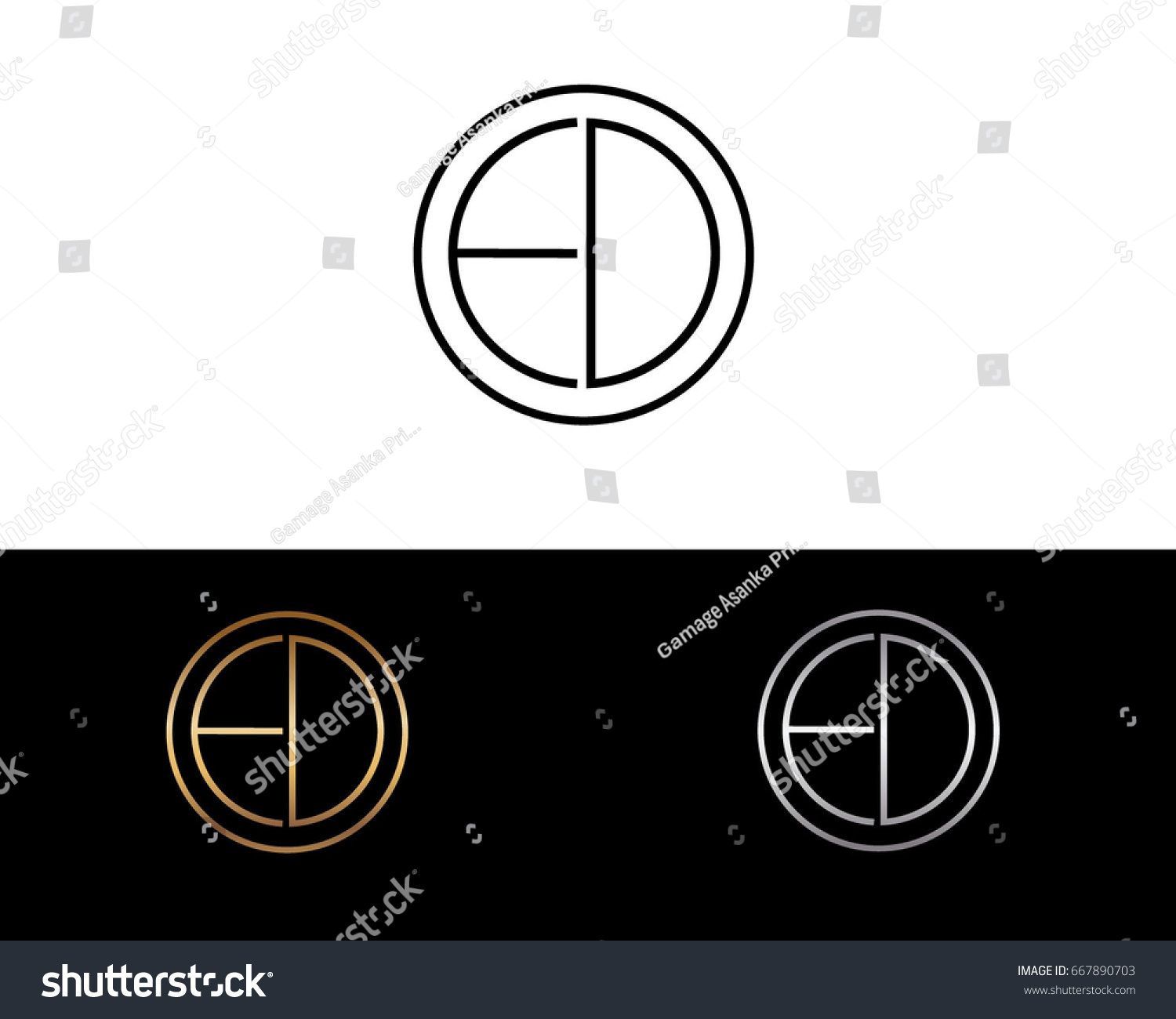 Ed Round Circle Shape Initial Letter Stock Vector (Royalty Free ...