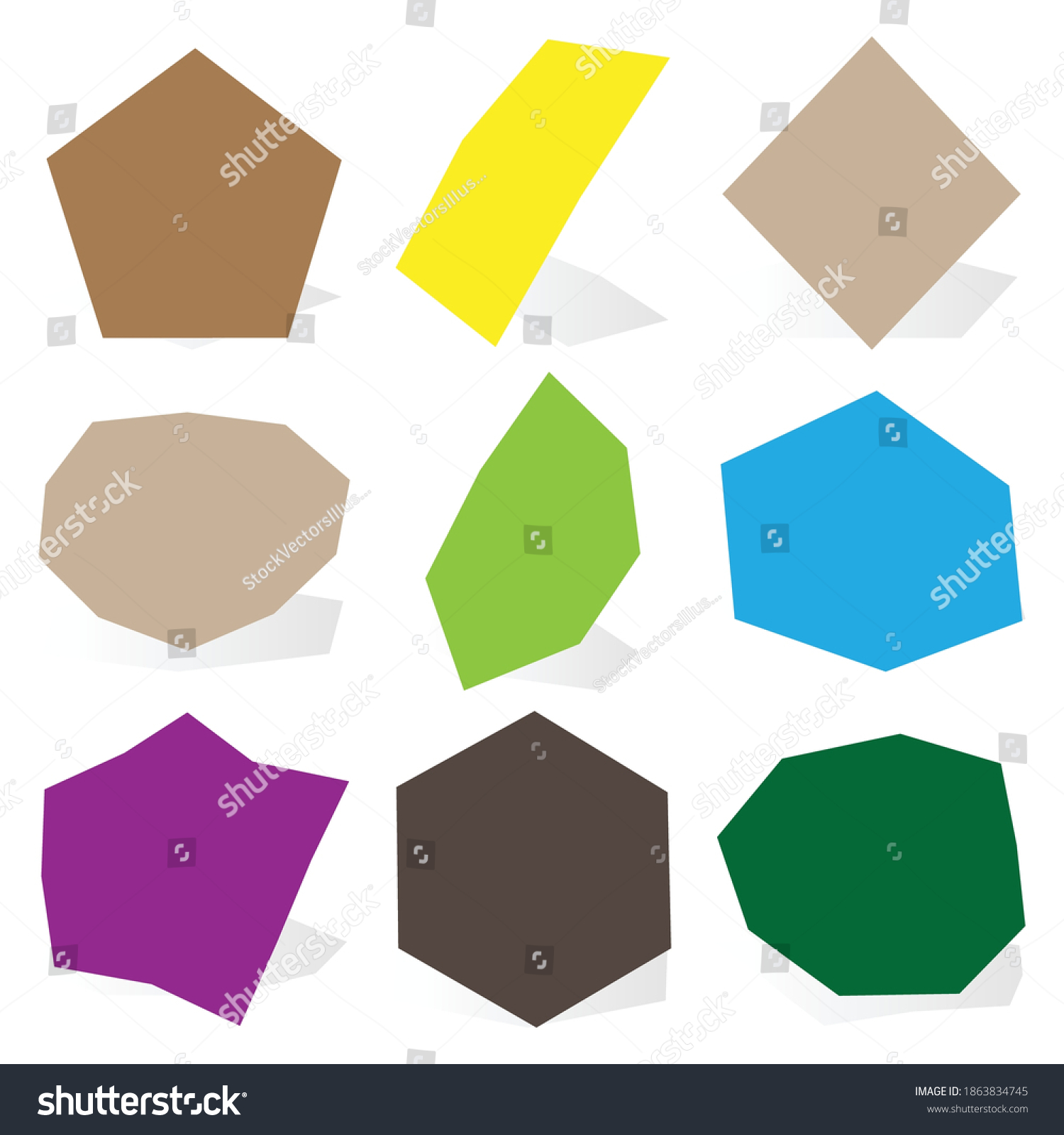 Edgy Geometric Stone Pebble Shapessimple Basic Stock Vector (Royalty ...