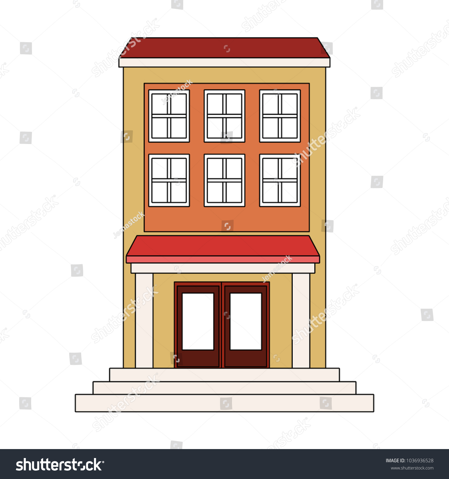 Edifice Building Cartoon Stock Vector (Royalty Free) 1036936528