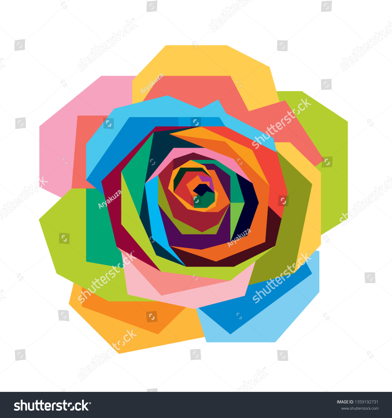 Editable Colorful Rose Vector Transparent Background: เวกเตอร์สต็อก ...