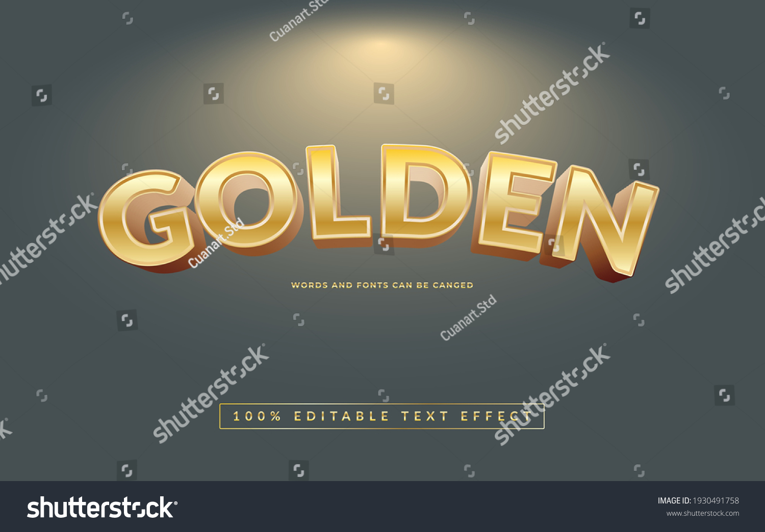 Editable 3d Text Effect Template Gold Stock Vector (Royalty Free ...