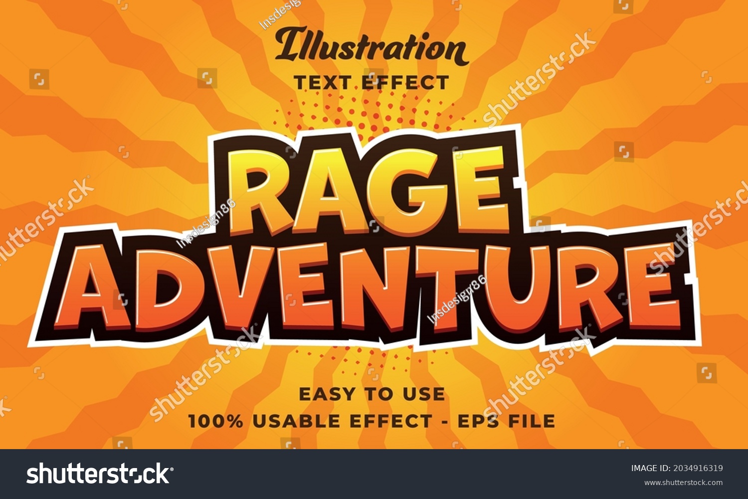 Editable Rage Adventure Vector Text Effect: เวกเตอร์สต็อก (ปลอดค่า ...