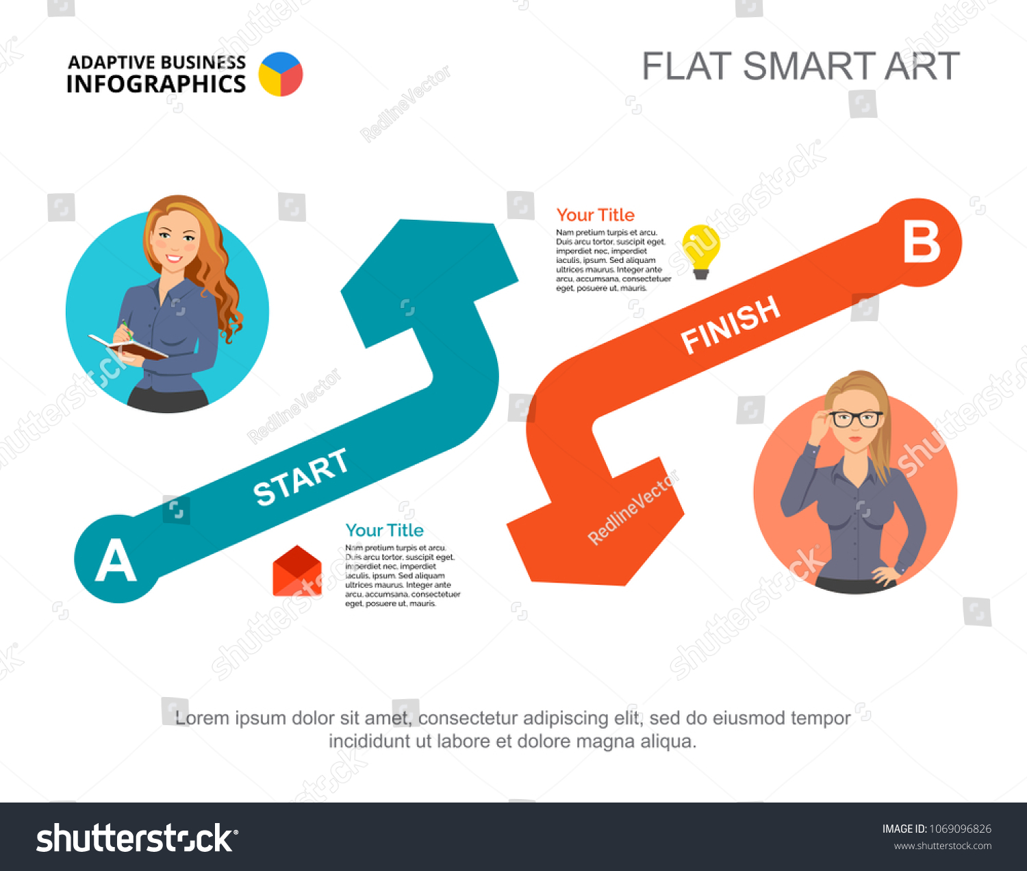 Editable Template Two Arrow Chart Infographic Stock Vector (Royalty ...