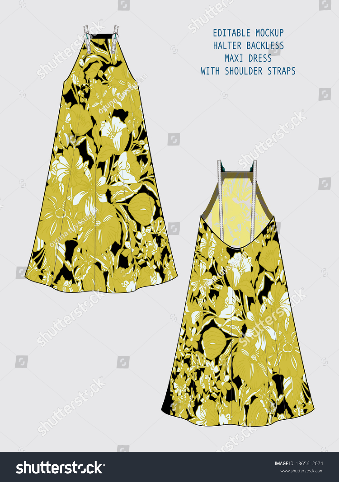 Editable Vector Dress Mockup Template Showcasing Stock Vector (Royalty ...