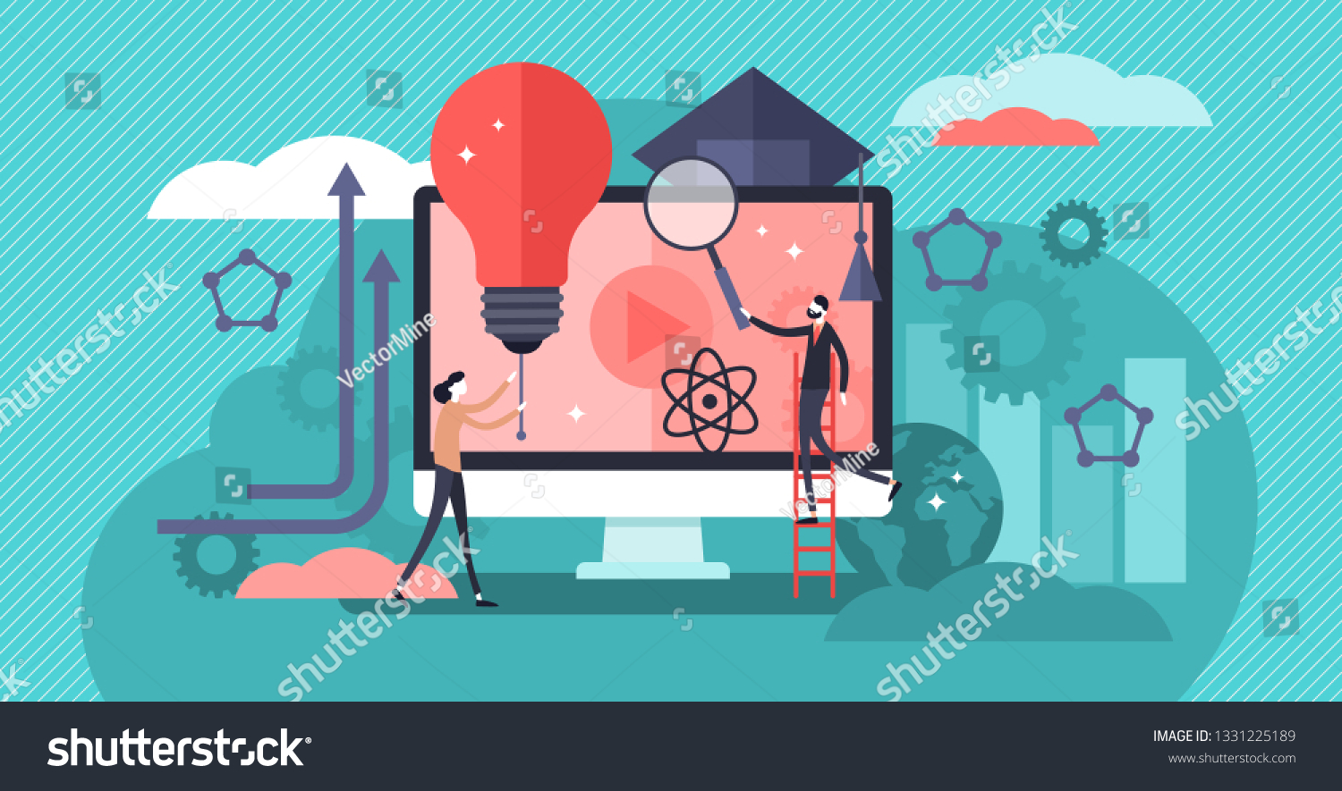 Edtech Vector Illustration Flat Tiny Educational Stock Vector (Royalty ...