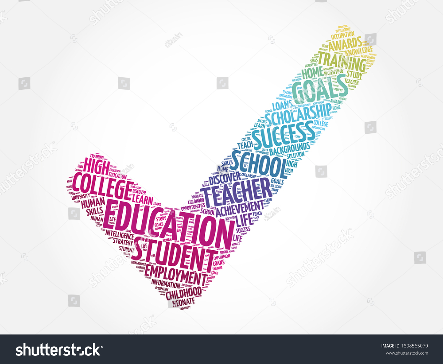 Education Check Mark Word Cloud Collage Stock Vector (Royalty Free ...