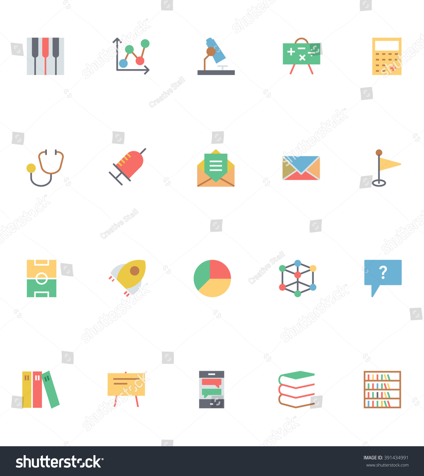 Education Colored Vector Icons 7 Stock Vector (Royalty Free) 391434991 ...