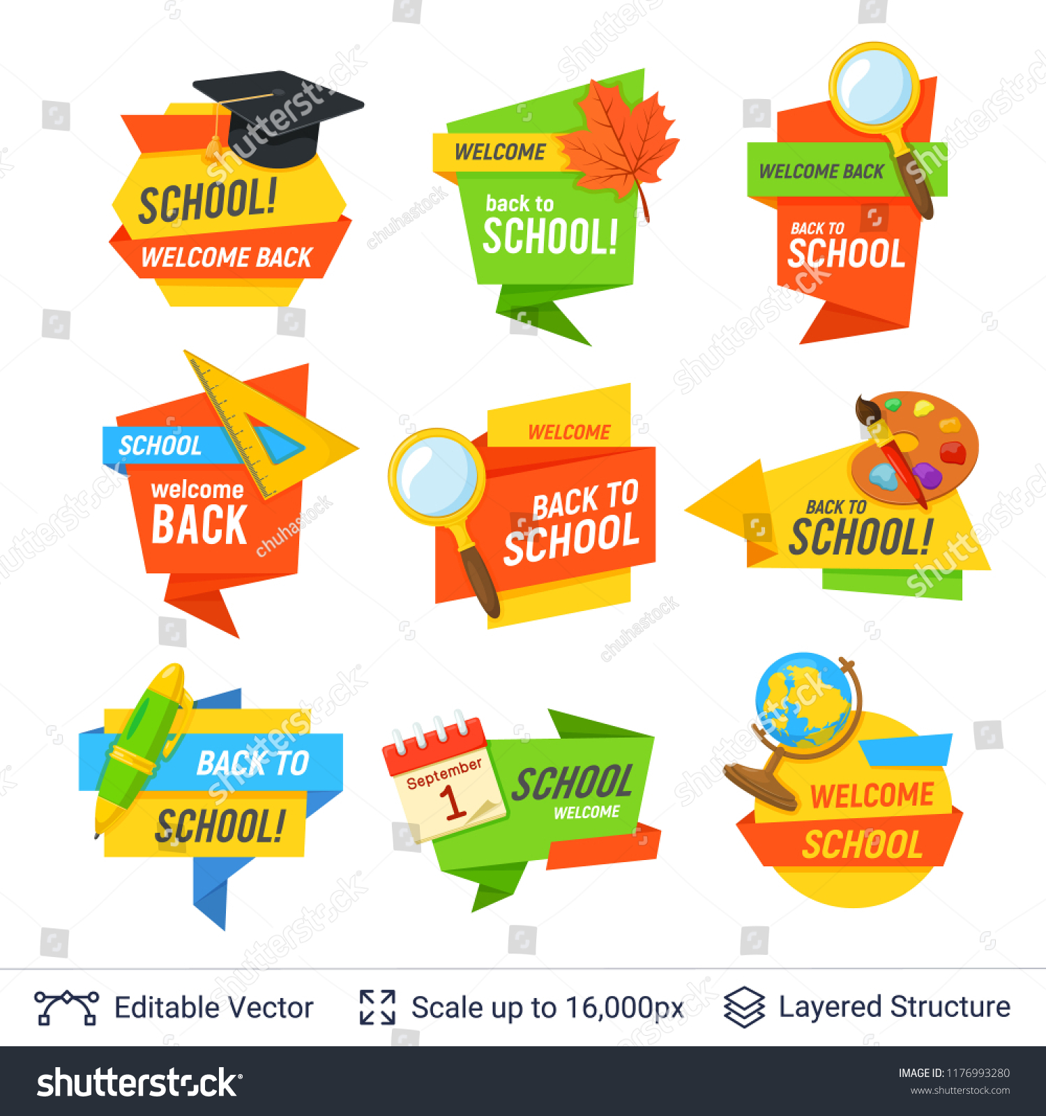 Education Colorful Badges Vector Set Bright Stock Vector (Royalty Free ...
