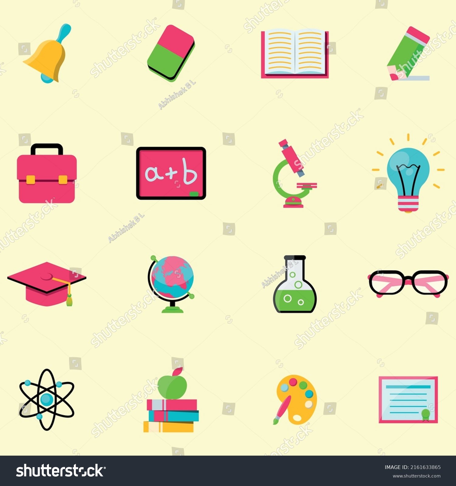 Education Flat Vector Color Icon Collection Stock Vector (Royalty Free ...