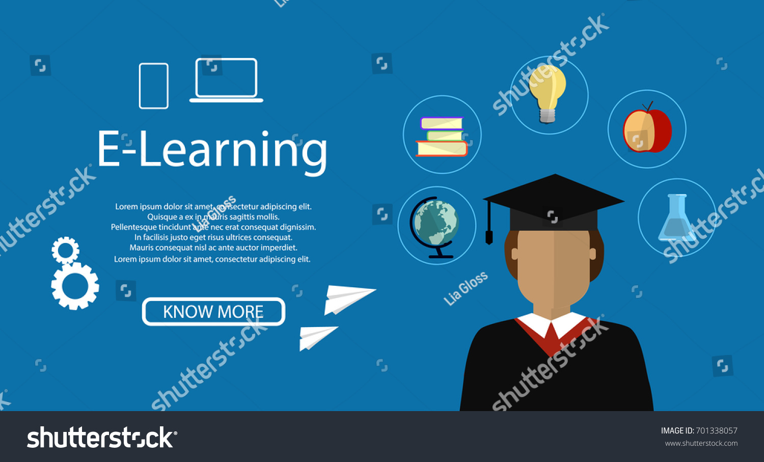 Education Infographic Flat Vector Illustration Elearning Stock Vector ...