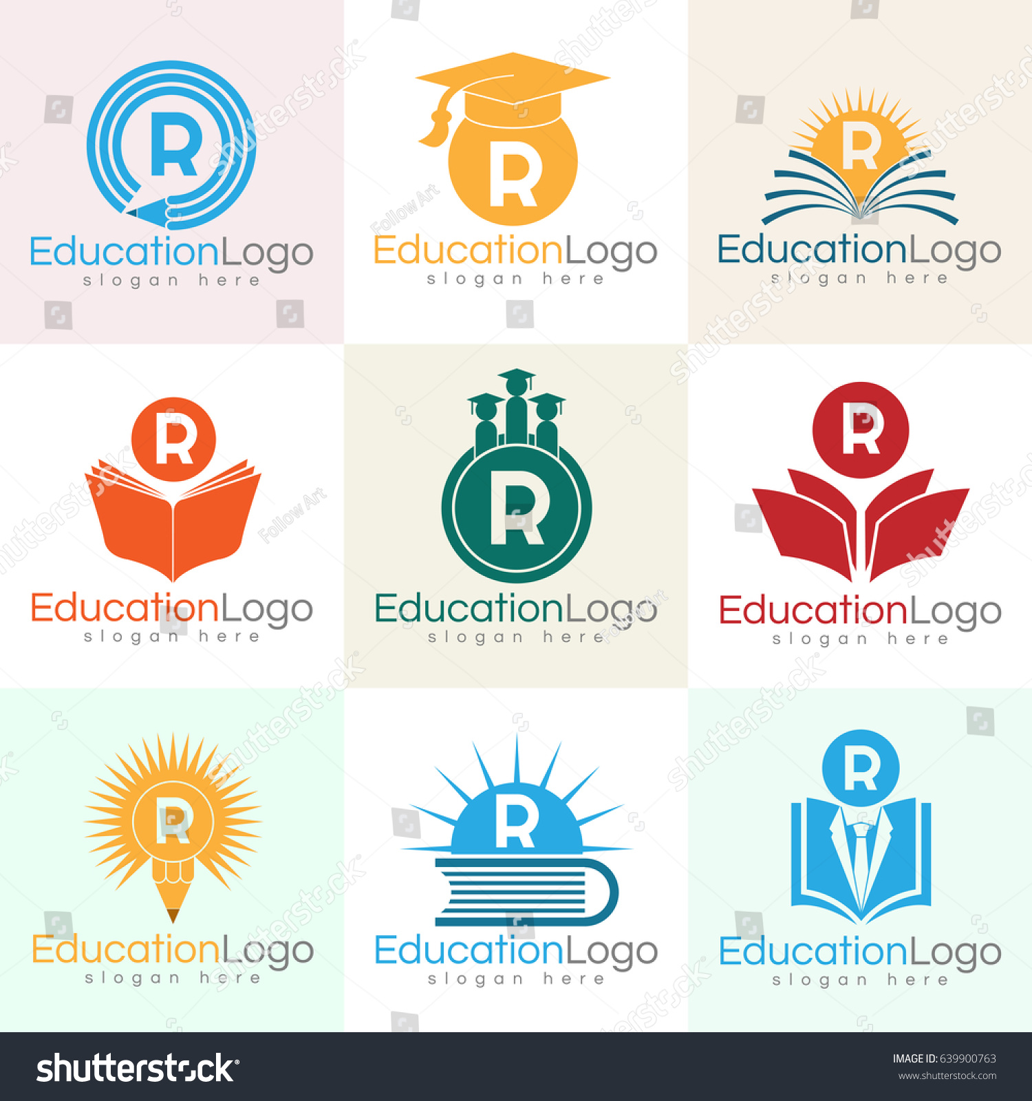 Education Initial Letter R Logo Set เวกเตอร์สต็อก 639900763 - Shutterstock