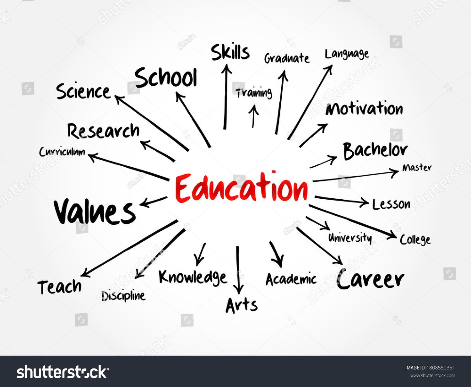 Education Mind Map Flowchart Concept Presentations Stock Vector ...