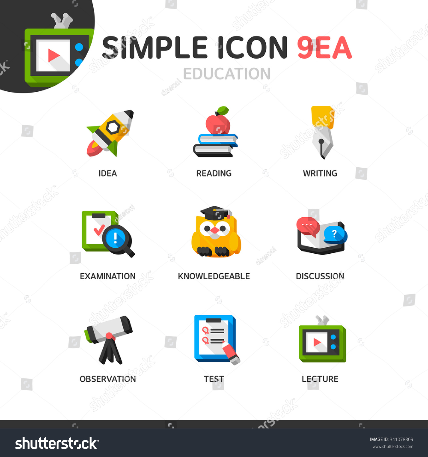 Education Simple Icon Set Stock Vector (Royalty Free) 341078309 ...